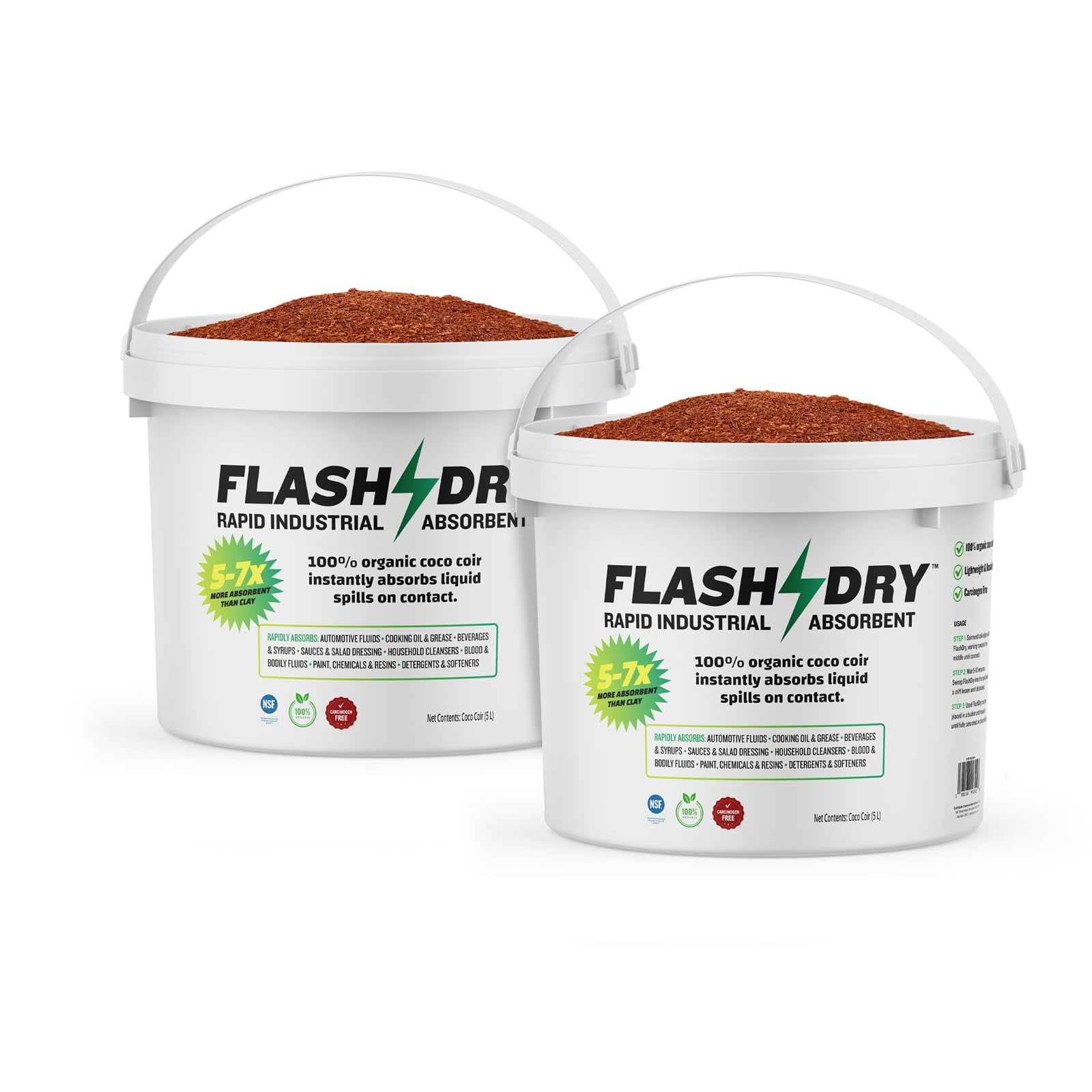 FlashDry Coir Spill Absorbent, 5L Bucket, 100% Organic, Landfill Safe ...