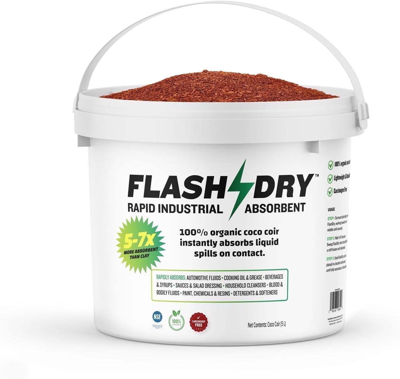 FlashDry Coir Spill Absorbent 100% Organic, Landfill Safe - Walmart.com