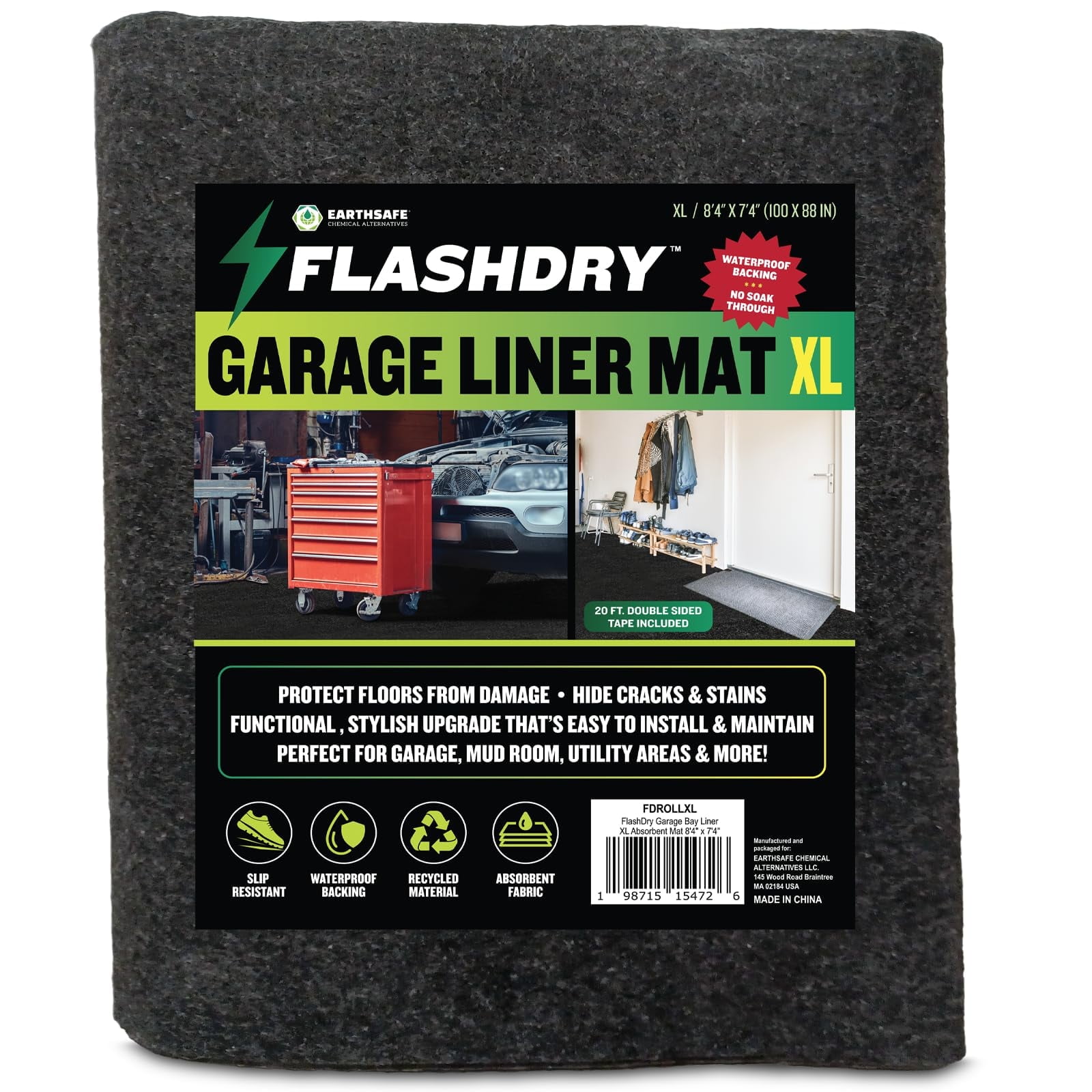 FlashDry Garage Floor Mat XL 8'4"x7'4" - Extra Large Waterproof Oil ...