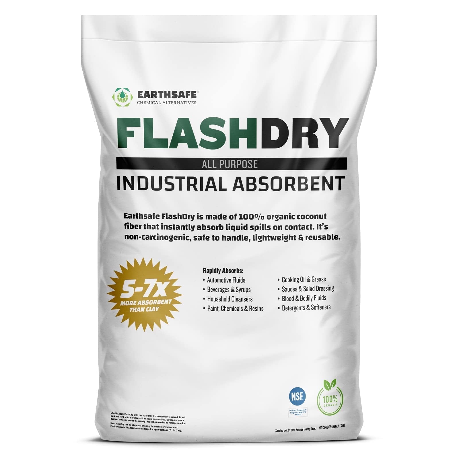 FlashDry Hydrophobic 50L Organic Coconut Coir Absorbent Bag - Walmart.com