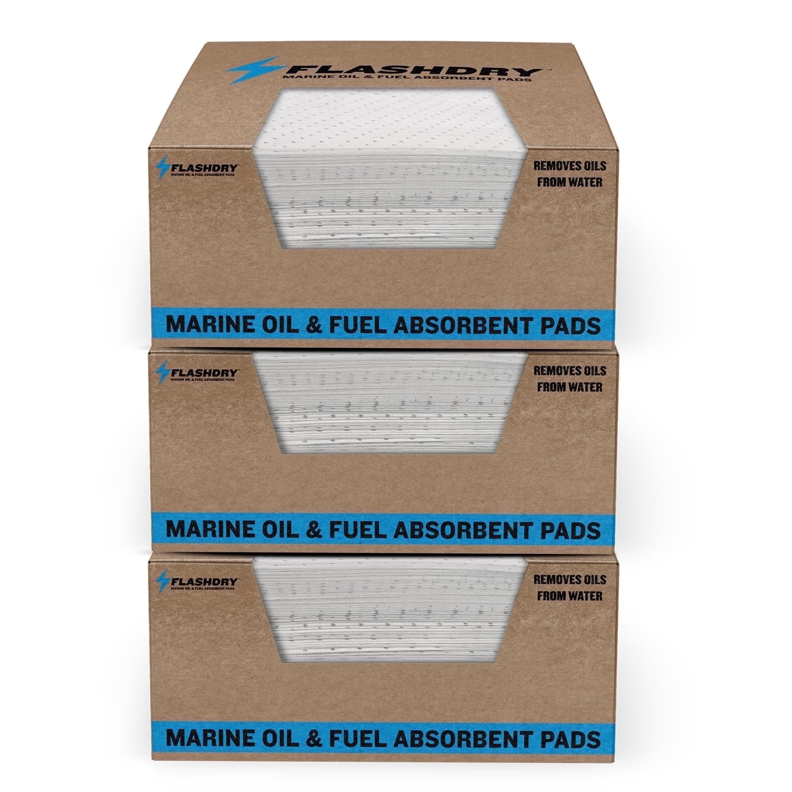FlashDry Marine Oil & Fuel Spill Absorbent Pads, 100-Count, 17.5" x 13. ...