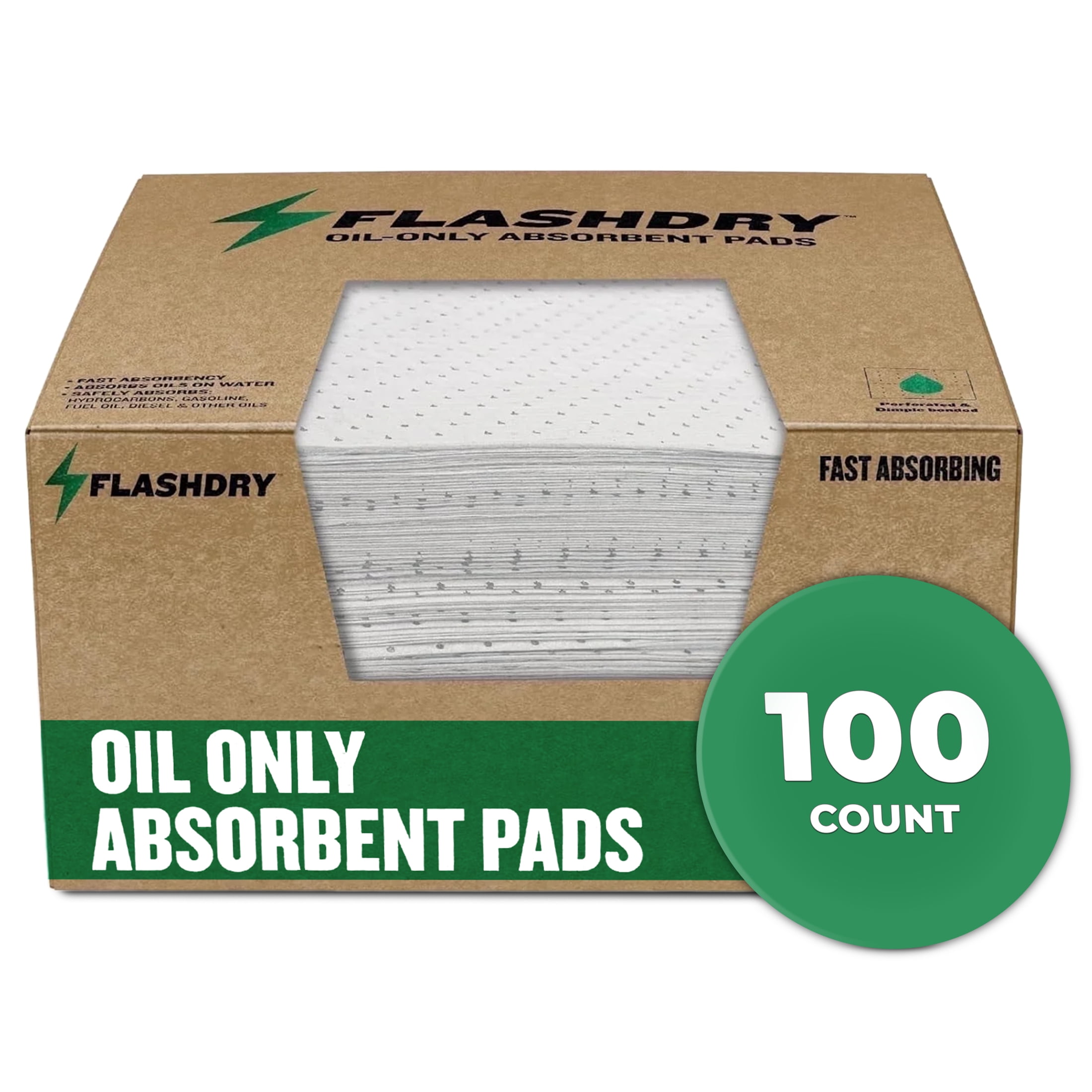 FlashDry Oil Spill Absorbent Pads – Effective for Oil & Gasoline ...