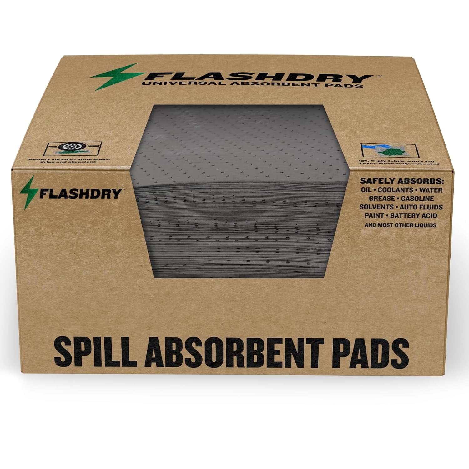 FlashDry - Universal Spill Absorbent Pads (100 Pads per Container) | 17 ...
