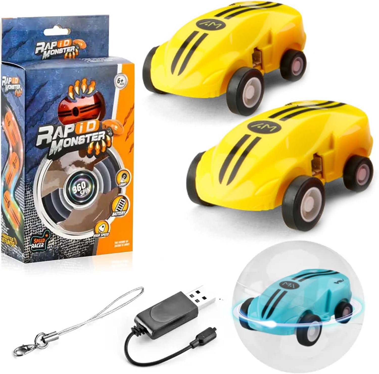 FlashSpin Mini Racer, 360° High-Speed Stunt Toy Car with RGB Lights ...