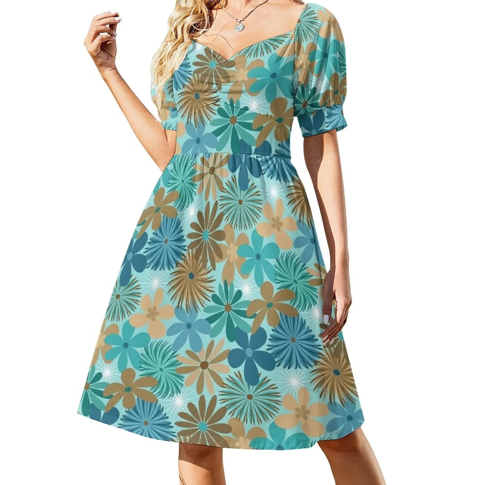 Flashback Floral - Blue and Brown Dress summer dress for women 2024 ...