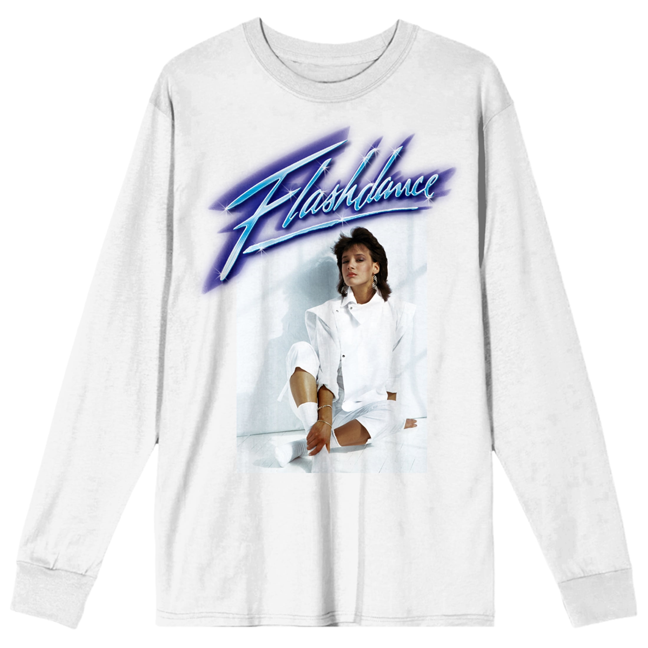 Flashdance 80's Retro Title Crew Neck Long Sleeve White Adult Tee-Small - Walmart.com