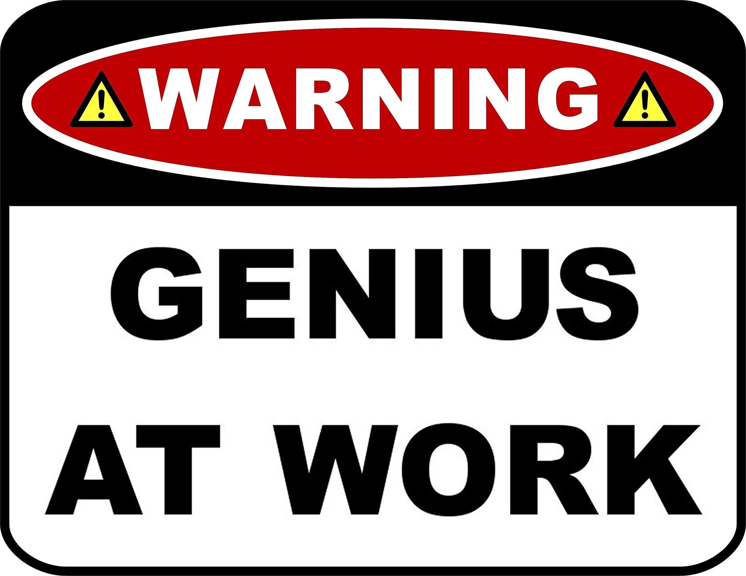 Flashing Blinking Red LED Laminated Funny Sign Warning Genius at Work - Walmart.com