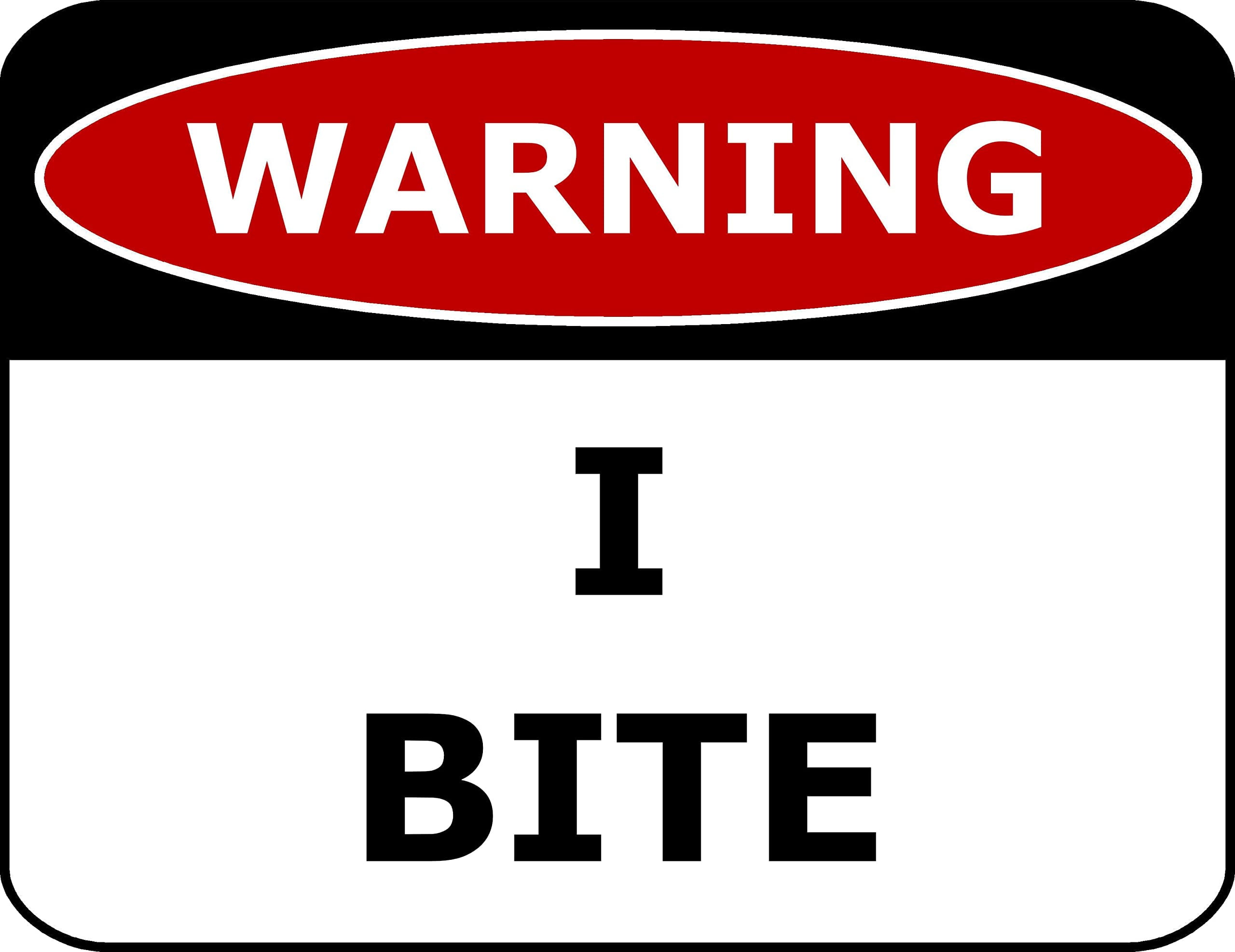 Flashing Blinking Red LED Laminated Funny Sign Warning I Bite - Walmart.com