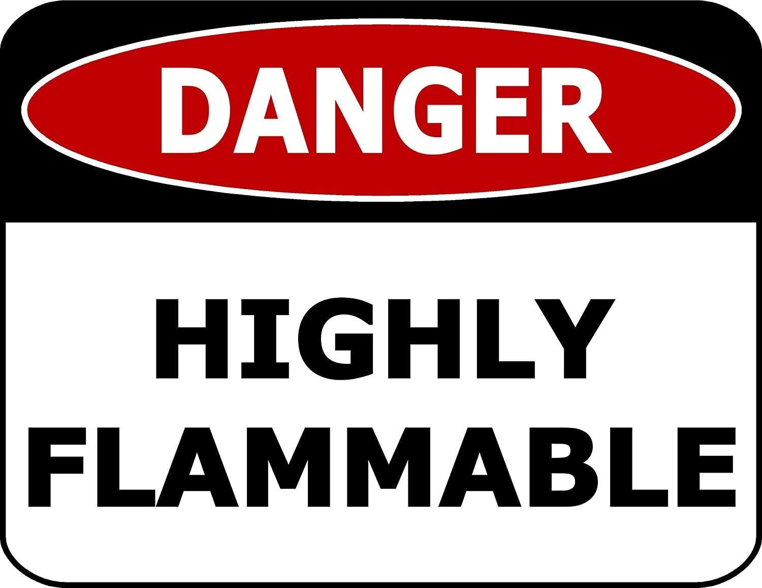 Flashing Blinking Red LED Laminated Sign Danger Highly Flammable ...