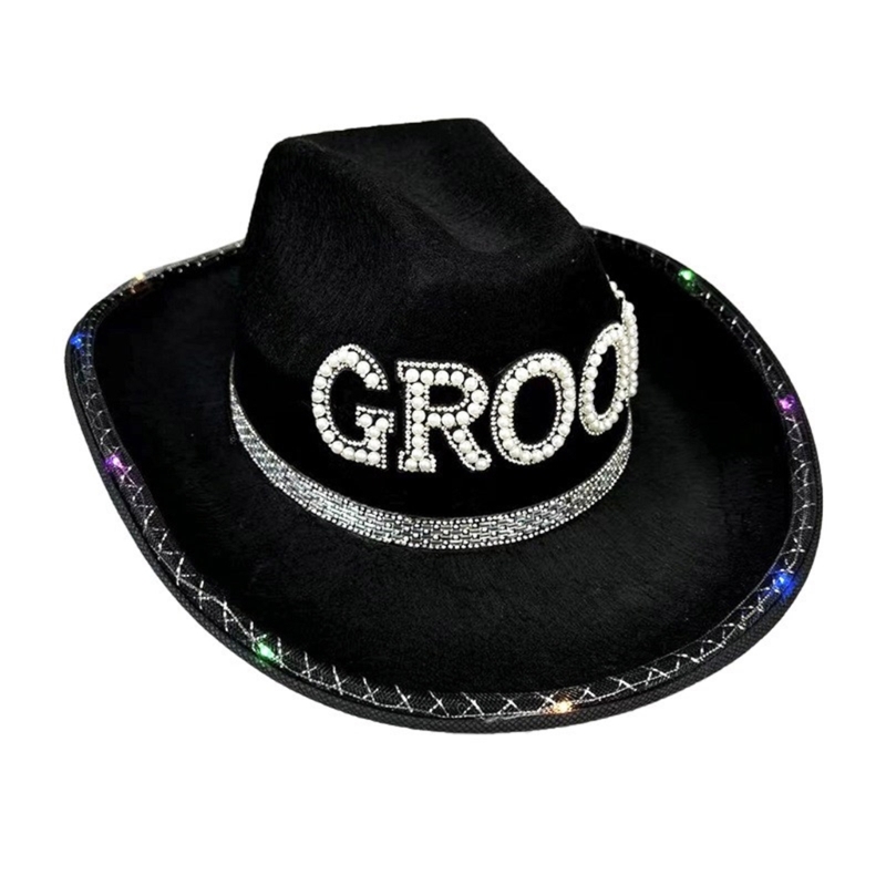 Flashing Bridal Hat for Bride Wedding Party Cowgirl Hat Bachelorettes ...