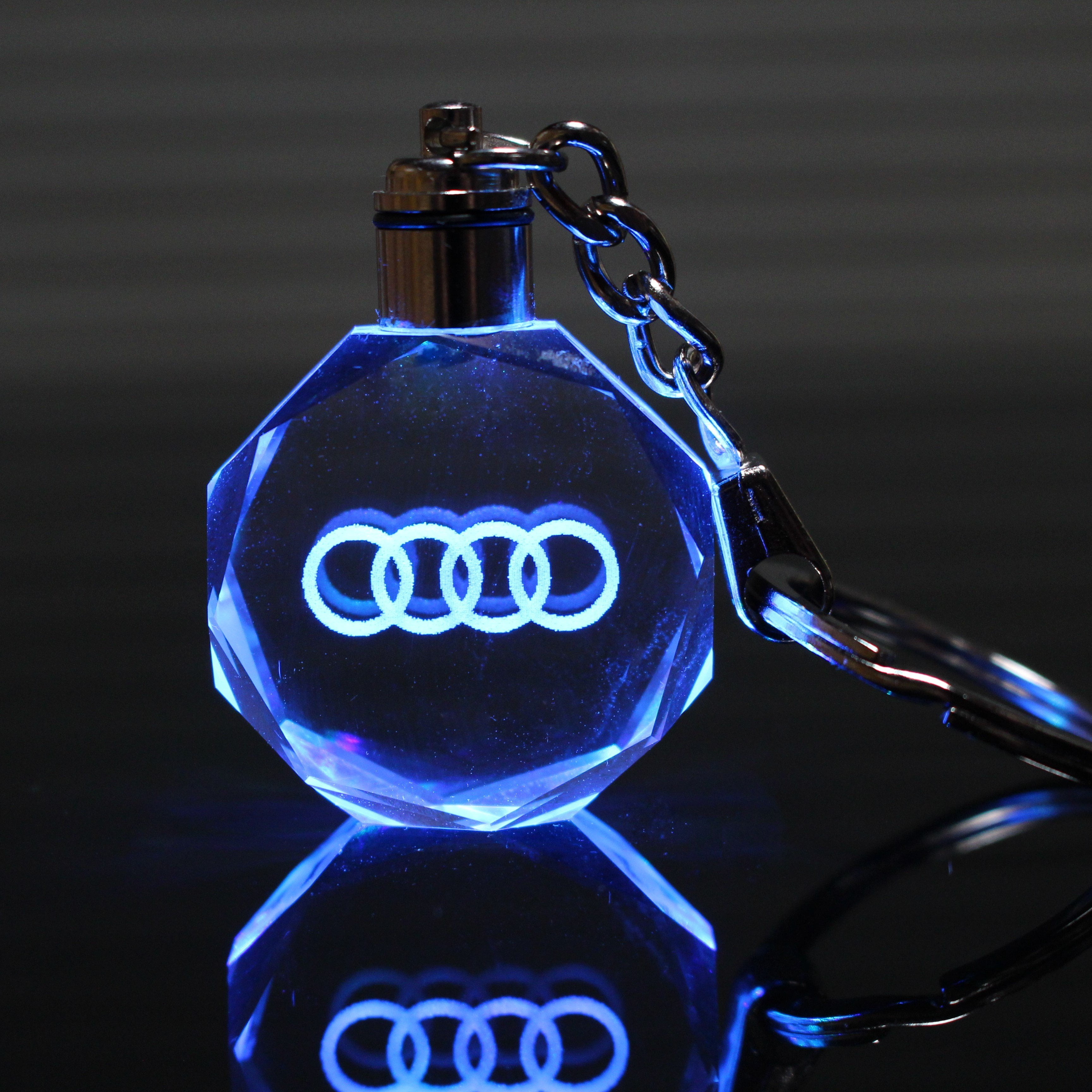 Flashing Keychain with Car Logo, Laser Engraved Crystal Body w/Colorful ...