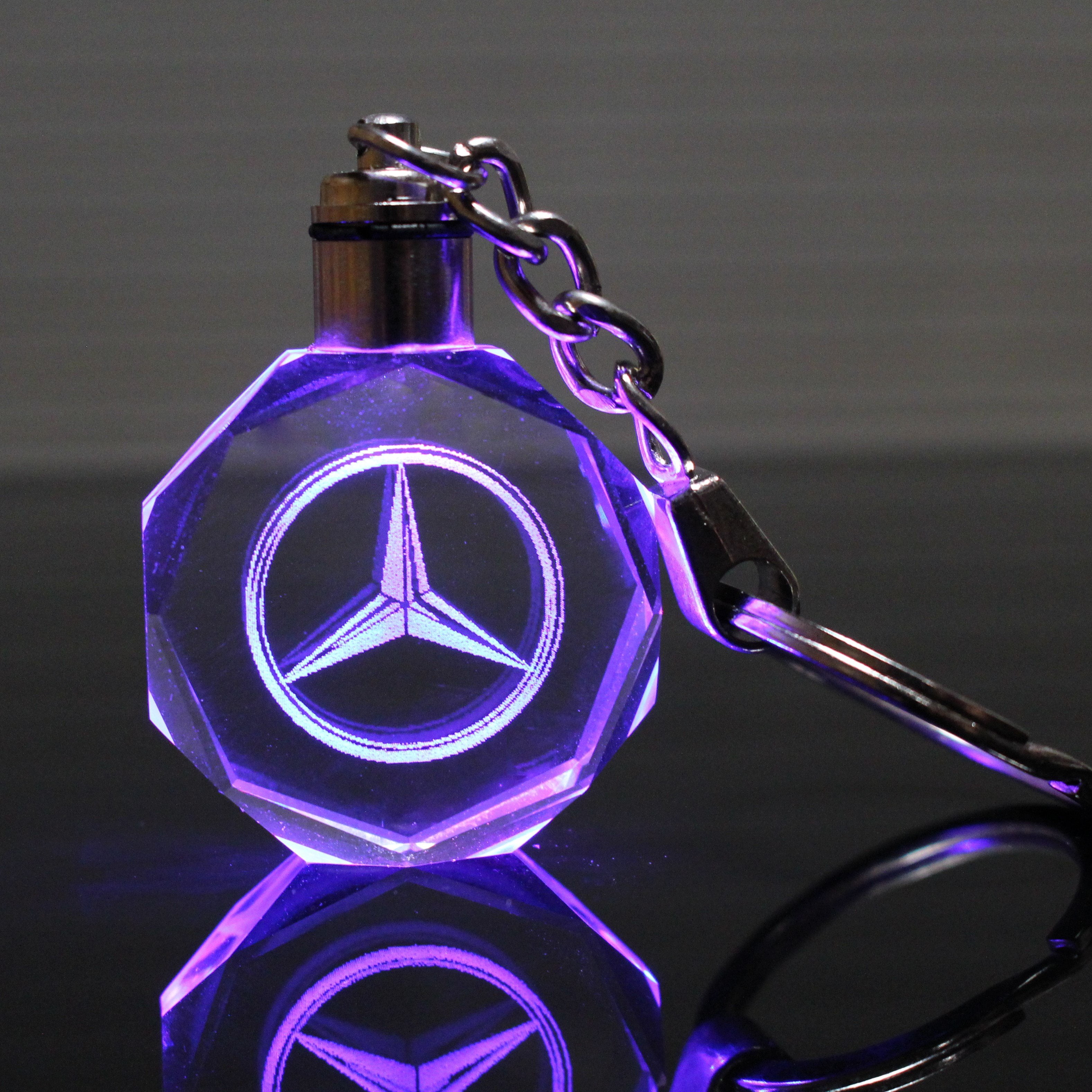 Flashing Keychain with Car Logo, Laser Engraved Crystal Body w/Colorful ...