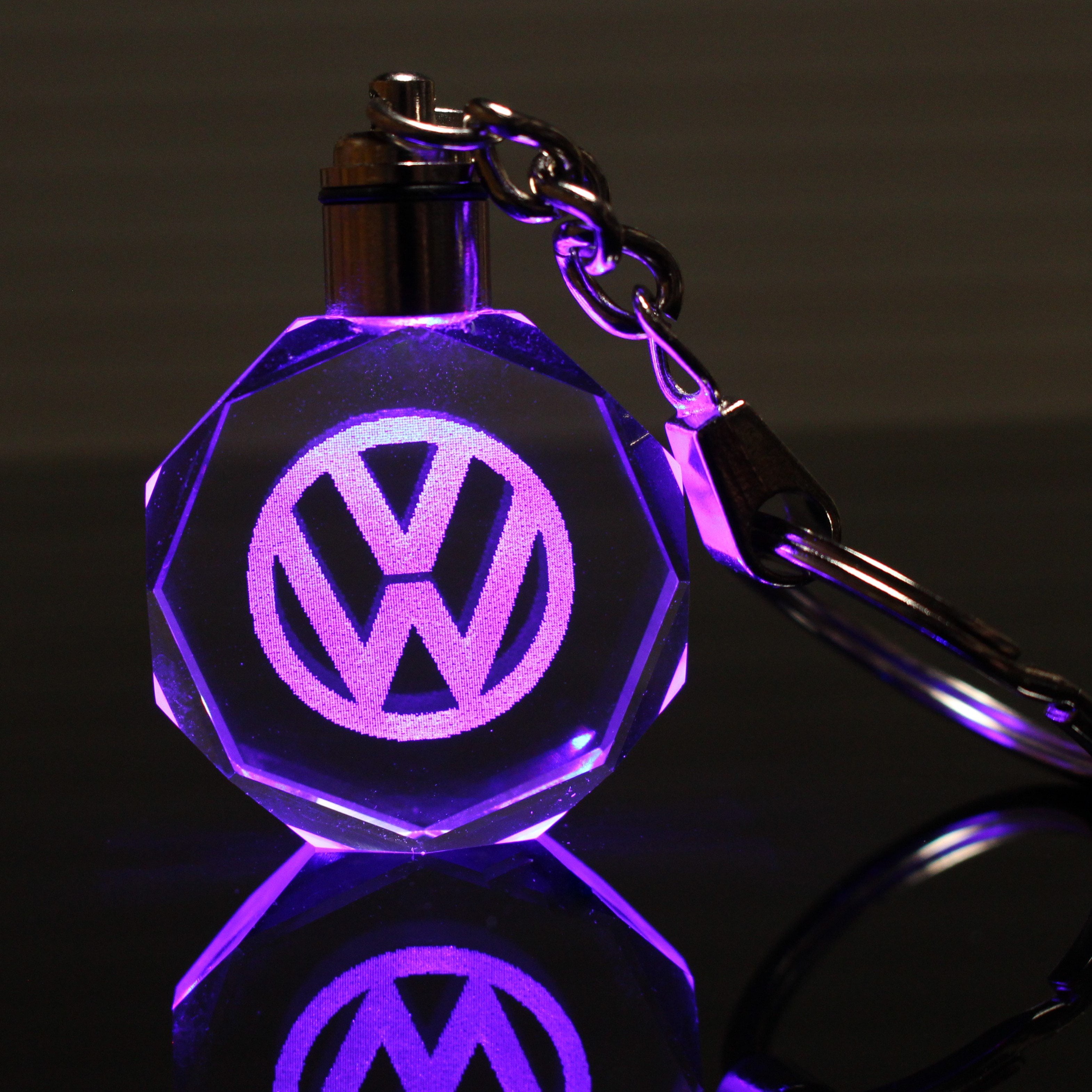Flashing Keychain with Car Logo, Laser Engraved Crystal Body w/Colorful ...