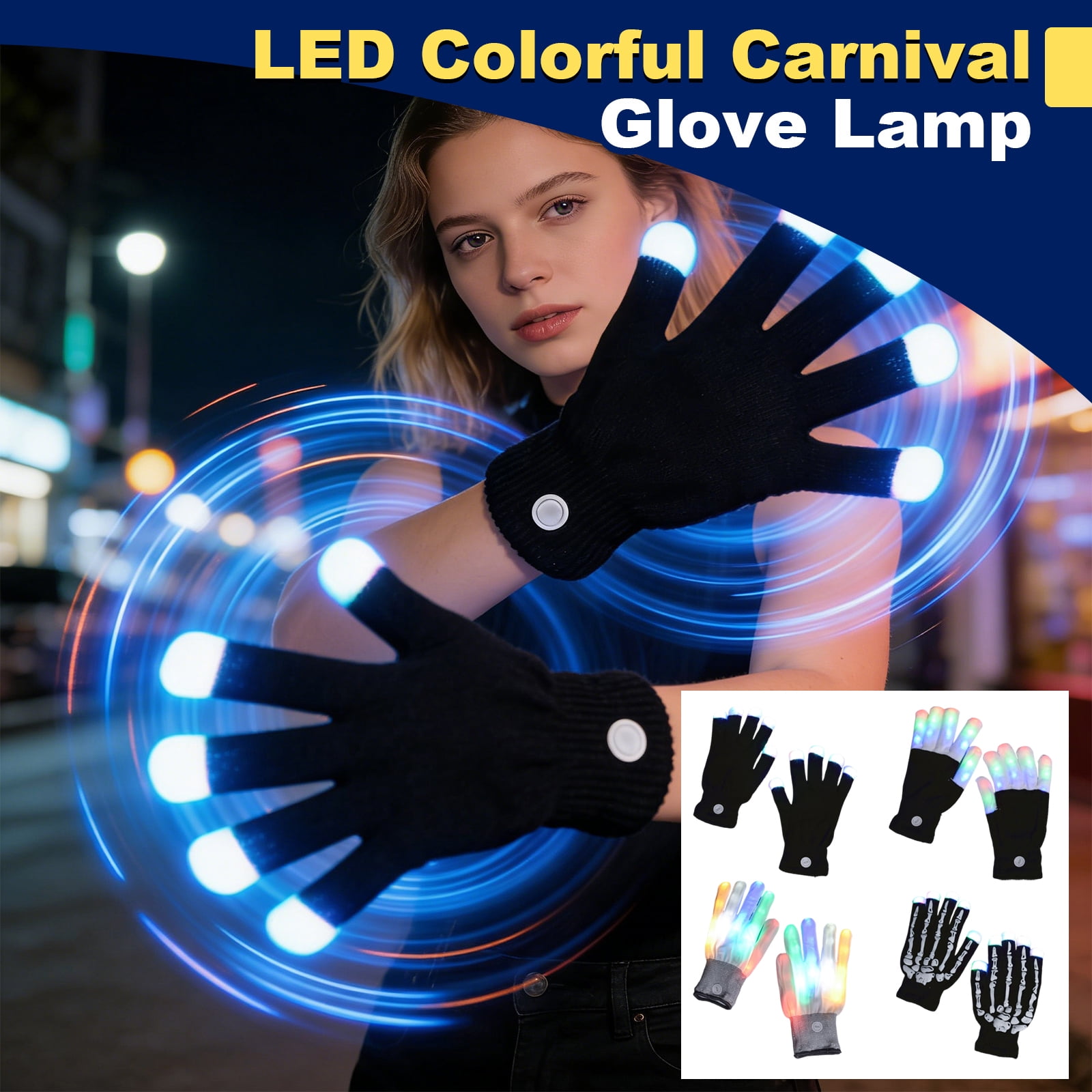 Flashing LED Rave Gloves with 7 Color Light Show,Light Up Finger Gloves ...
