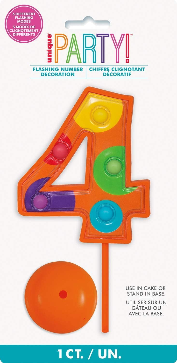 Flashing Number 4 Cake Topper Decoration, 1ct - Walmart.com