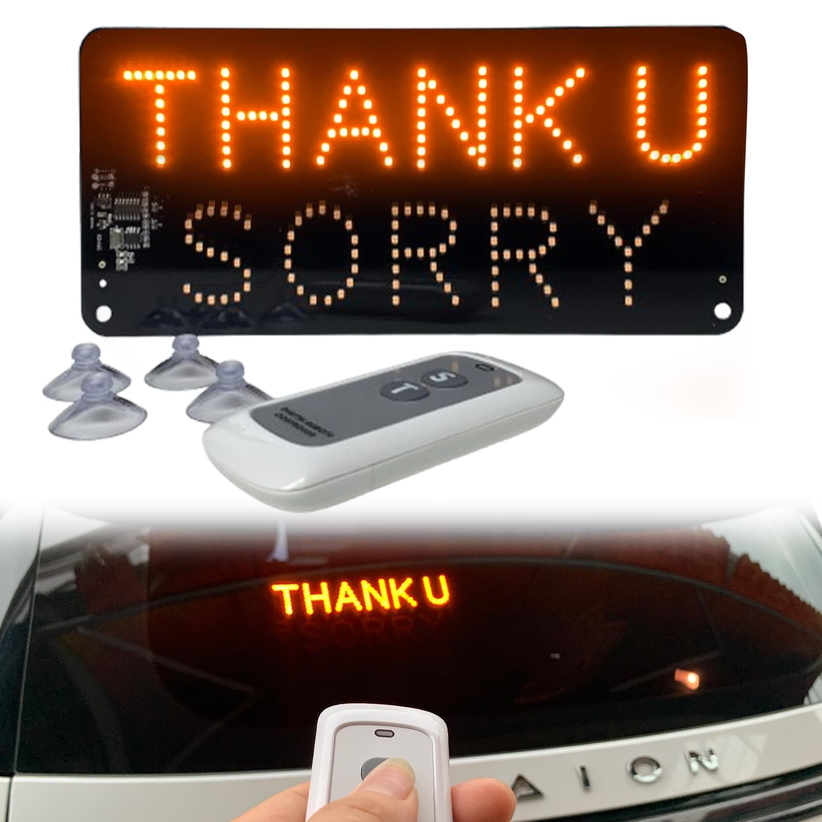 Flashing Thank You Sign for Car Light, Glogesture Light Up Thank - U ...