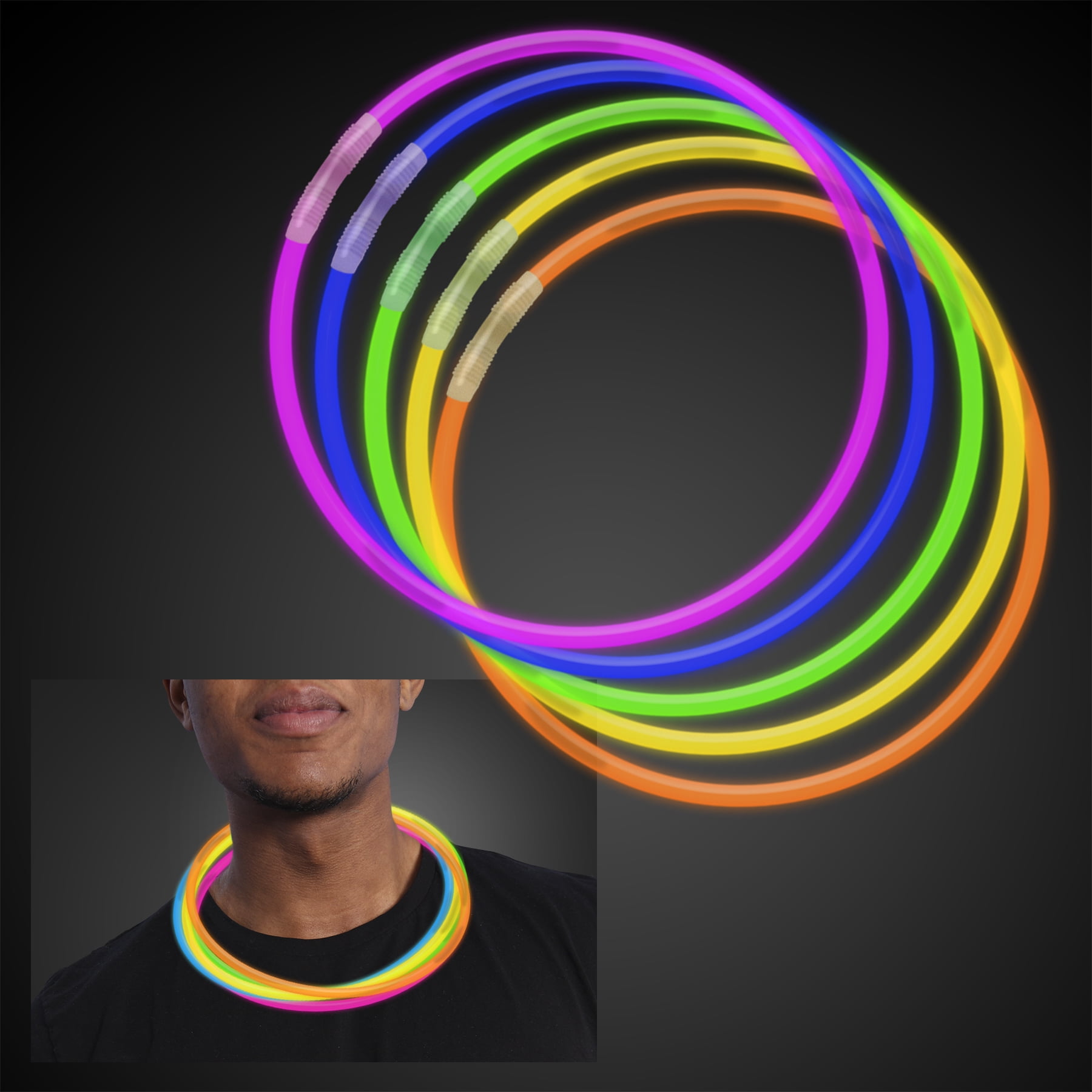 FlashingBlinkyLights 50 22" Premium Glow Stick Necklaces Assorted ...