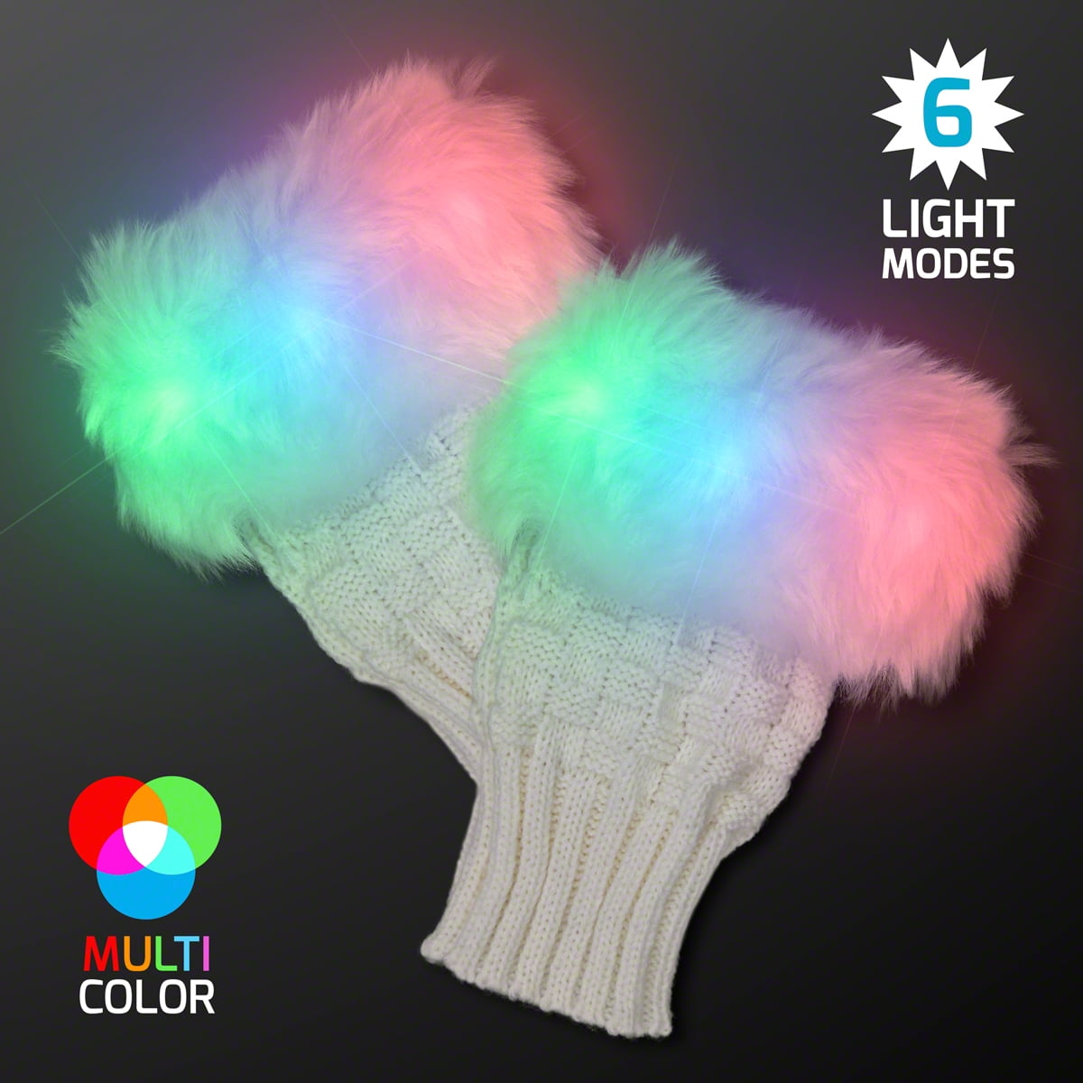 FlashingBlinkyLights LED Fuzzy Fingerless Glow Gloves - Walmart.com