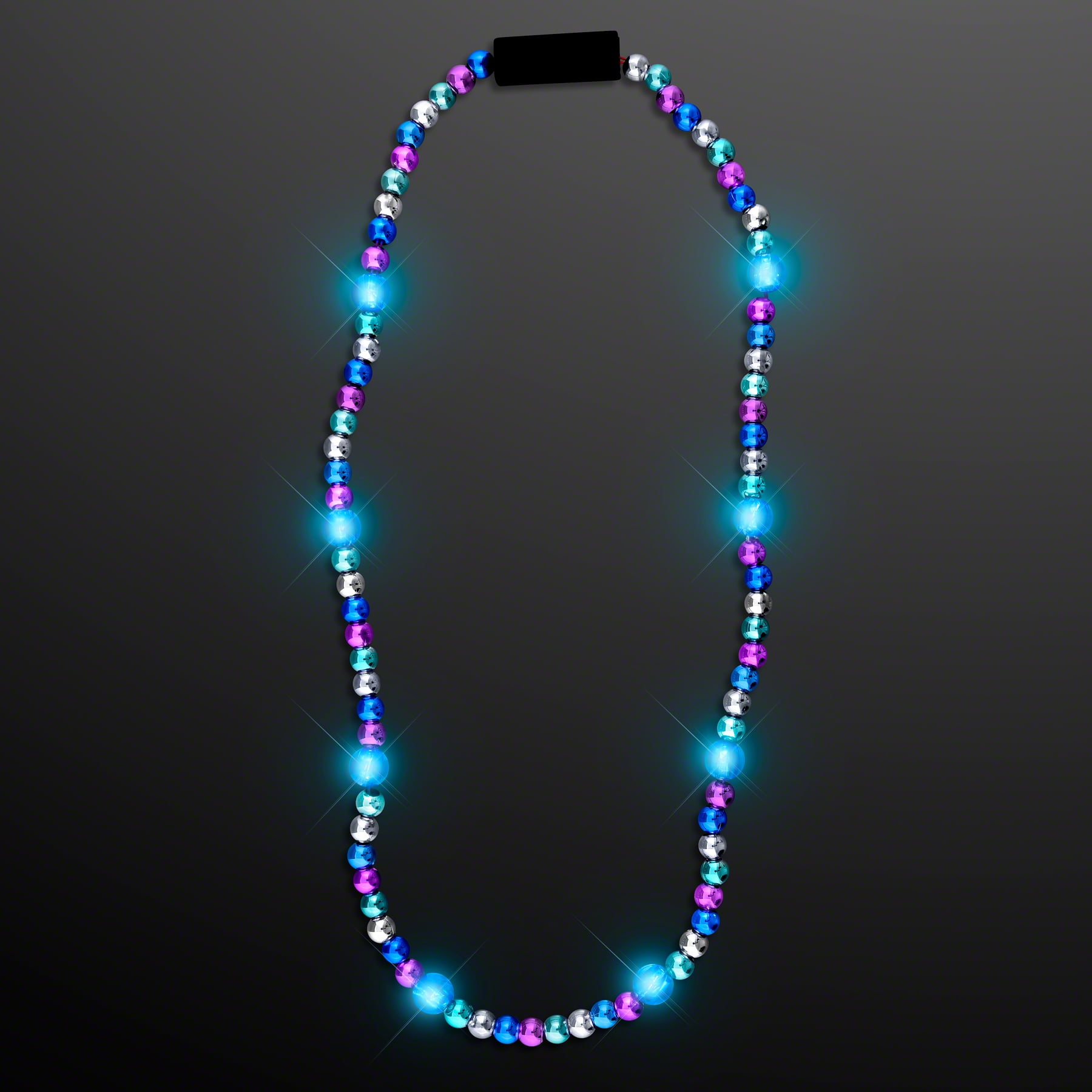 FlashingBlinkyLights Light Up Beaded Mardi Gras Necklace (Set of 12 ...