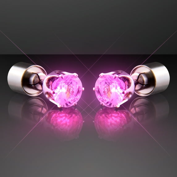 Pink LED Cubic Zirconia Light Up Earrings for Pierced Ears - Walmart.com