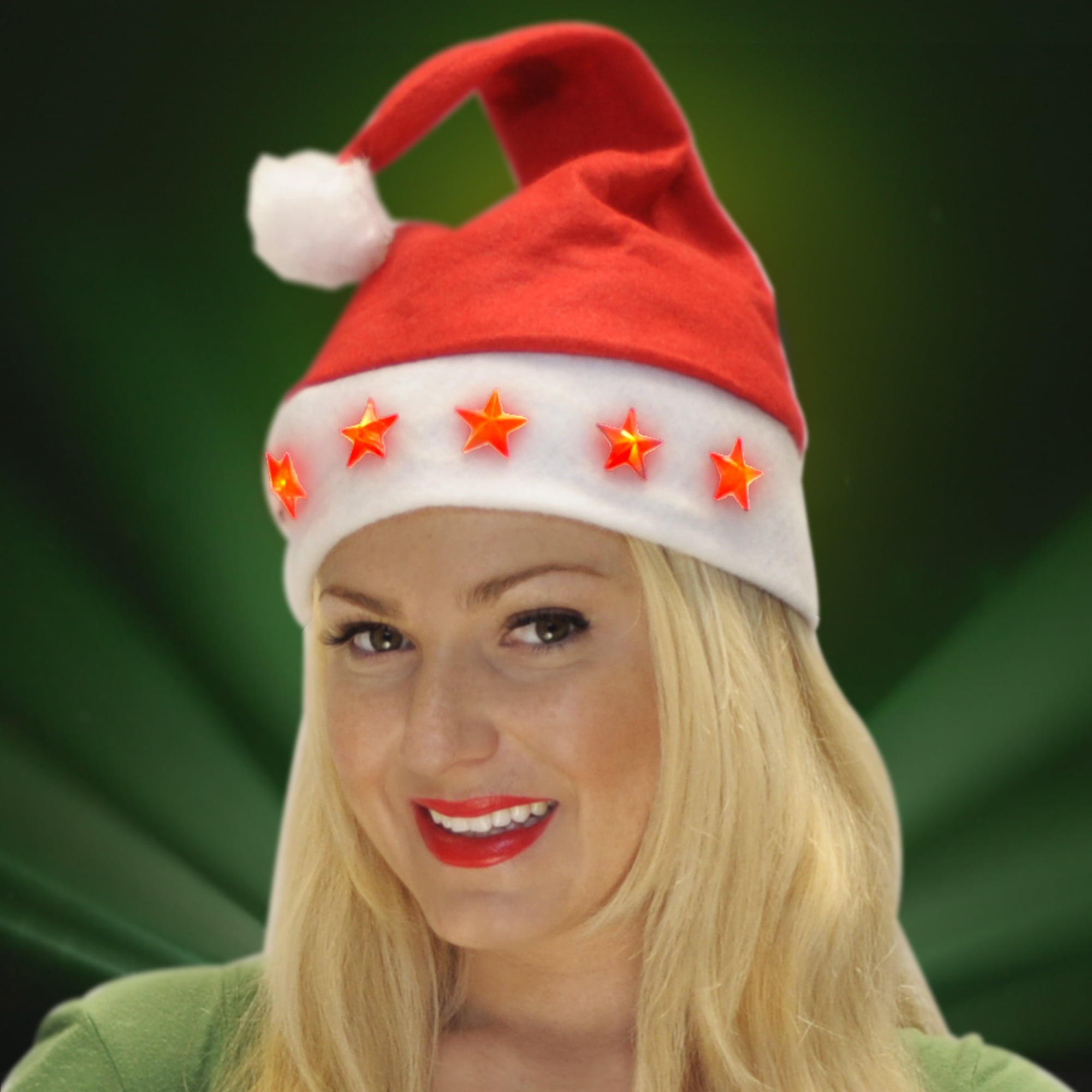 FlashingBlinkyLights Light Up Santa Hat with Stars - Walmart.com
