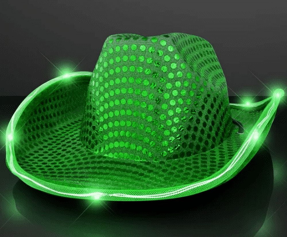 FlashingBlinkyLights Sequin Cowboy Hat with LED Brim - Walmart.com