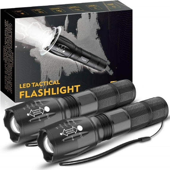 Flashlight 2 Pack, High Lumen Tactical LED Flash Light, Waterproof ...