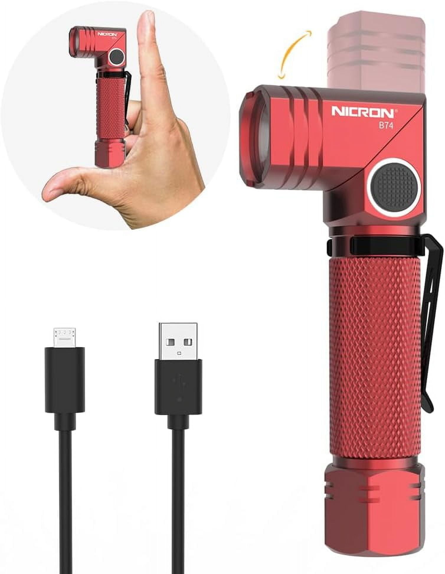 Flashlight, 700 Lumens 90 Degree Pocket Flashlight Rechargeable IP65 ...