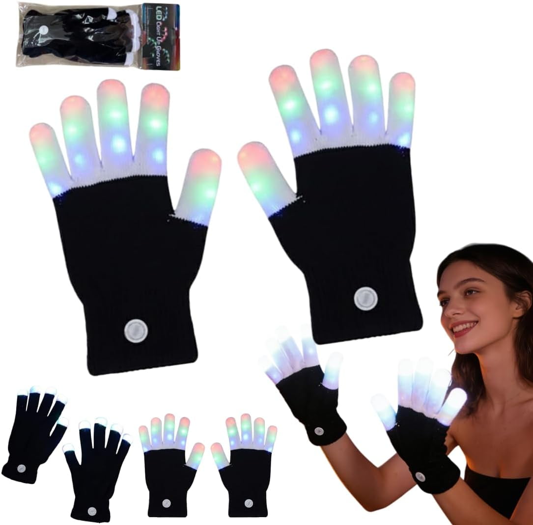 Flashlight Gloves,LED Rave Glove with 7 Dazzling Color Light Effects ...