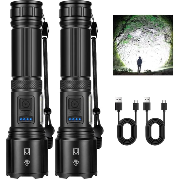 Flashlight High Lumens 2, 99,000lm Bright Flash Lights with 7 Modes ...