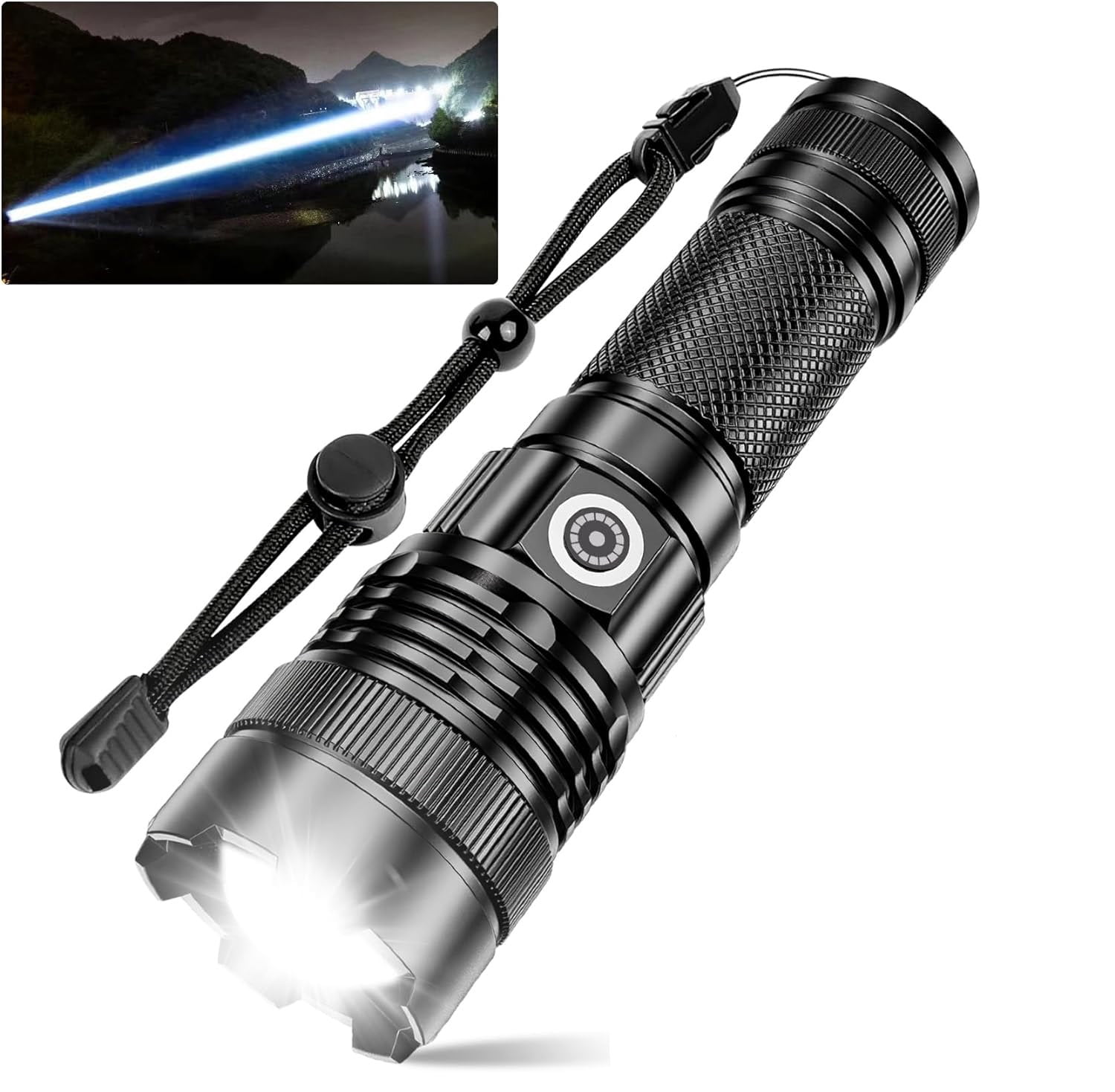 Flashlight High Lumens, 25000lm Rechargeable Flashlight 1600 Meter Long ...