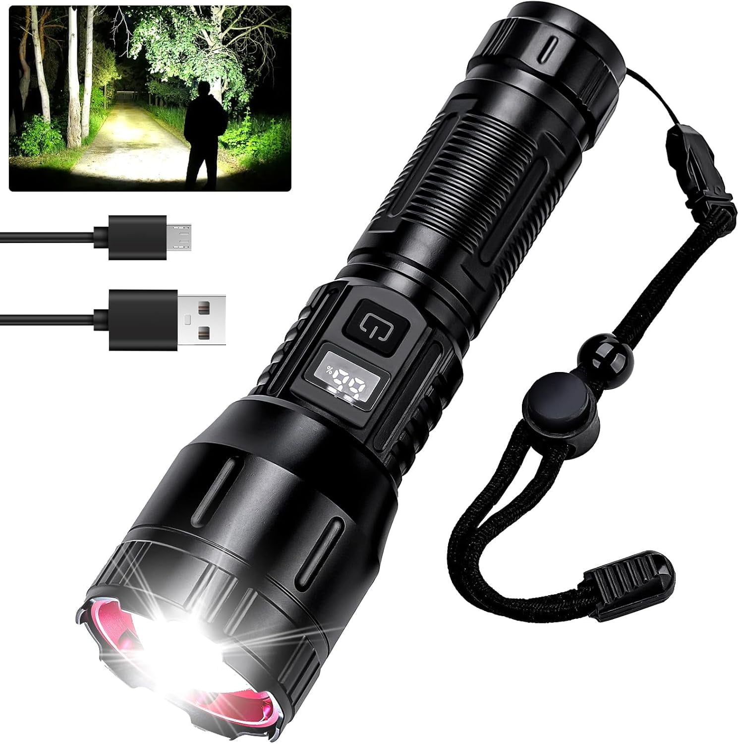 Flashlight High Lumens Rechargeable, 1,200,000 Lumens Super Bright LED ...