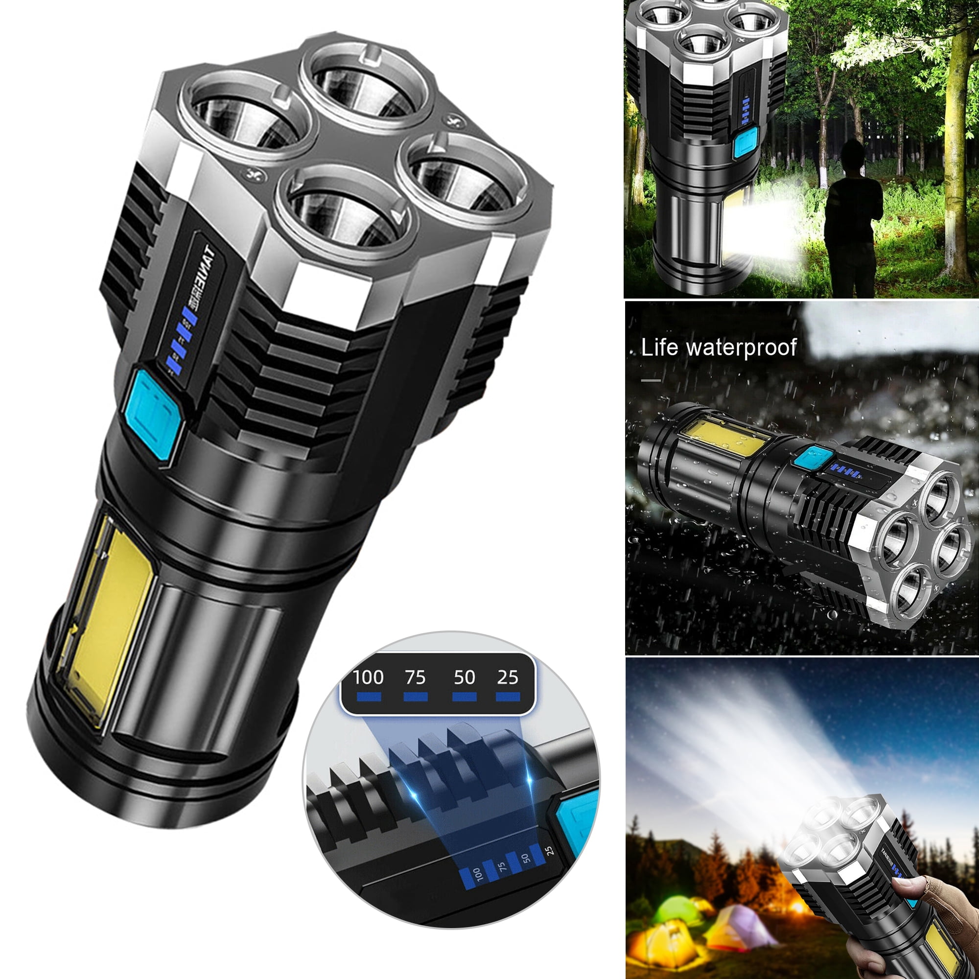 Flashlight High Lumens Rechargeable, 10000 Lumen Led Flashlights USB ...