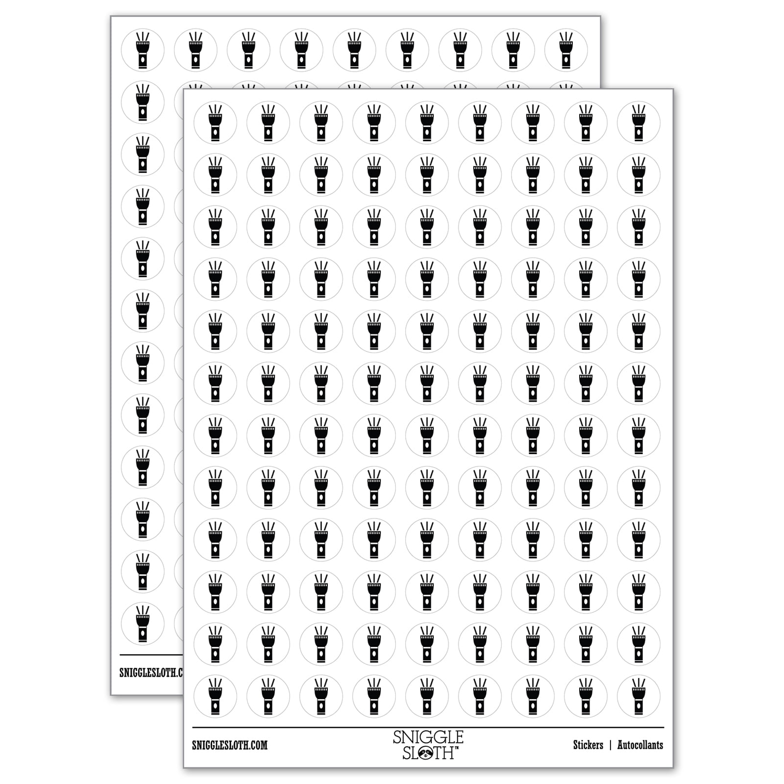 Flashlight Icon 200+ Round Stickers - White - Matte Finish - 0.50" Size ...