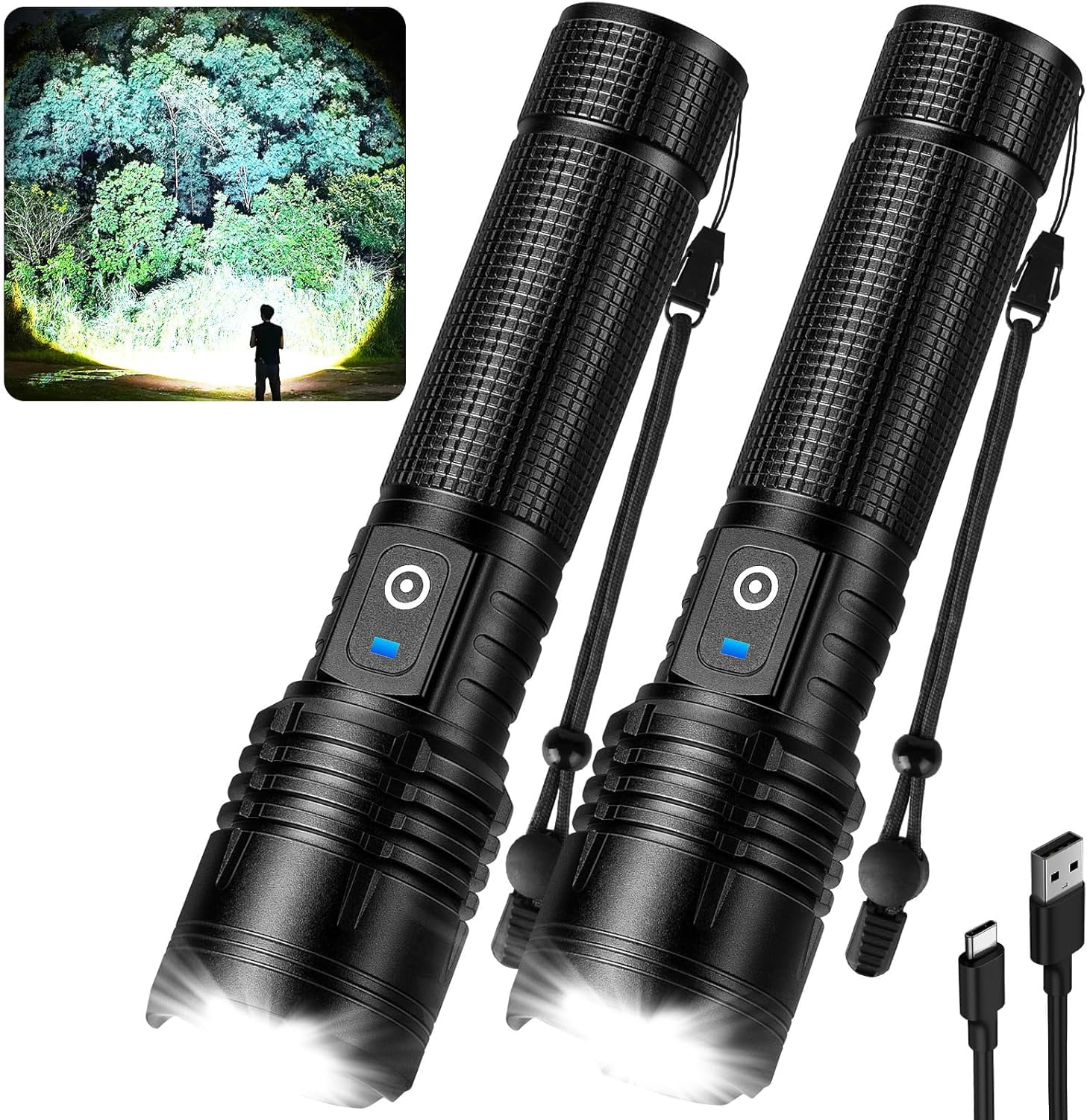 Flashlight Rechargeable LED High Lumens, 99,000 Lumens Super Bright ...