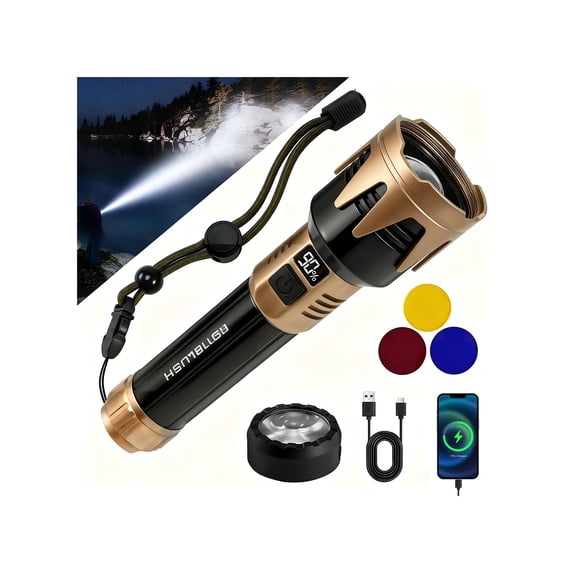 Flashlight Rechargeable,Waterproof Tactical Flashlight,3000lm LED ...