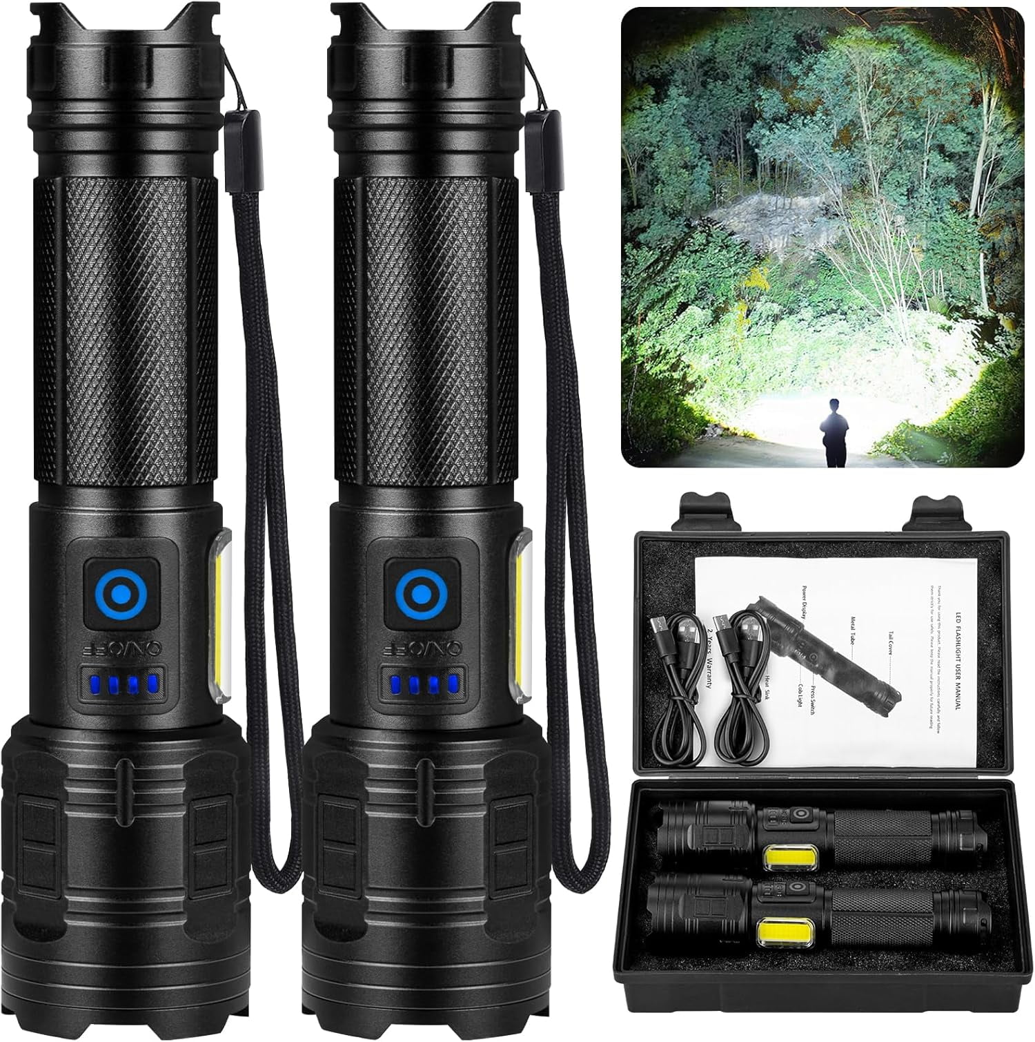 Flashlights 90,000 High Lumens - 2 , Bright Flash Light with 7 Lighting ...