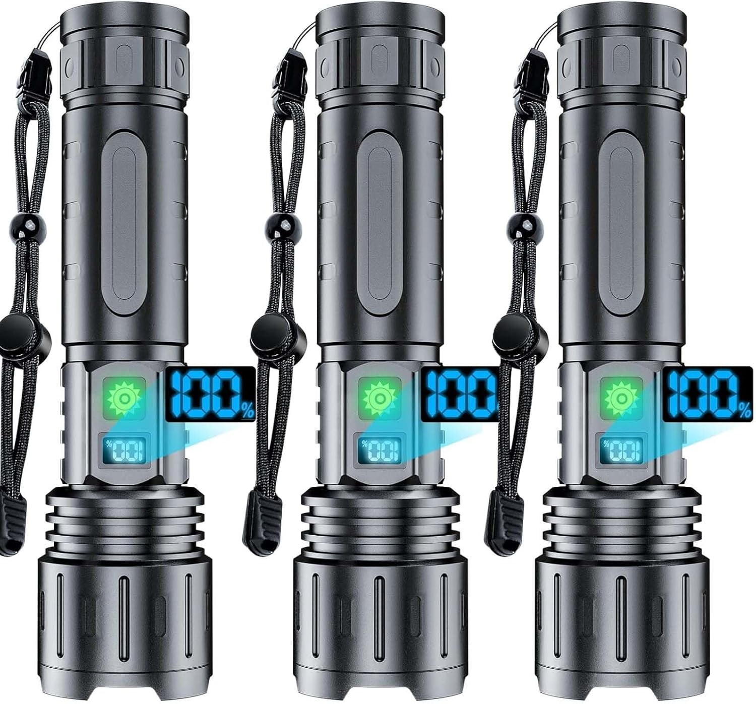 Flashlights High Lumens - 2000 Lumens Long Beam Bright Flash Light with Power Display & IPX5 for ...