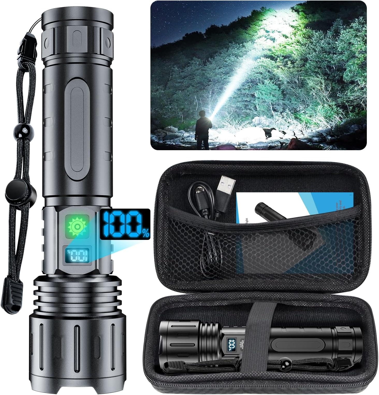 Flashlights High Lumens - 2000 Lumens Long Beam Bright Flash Light with ...