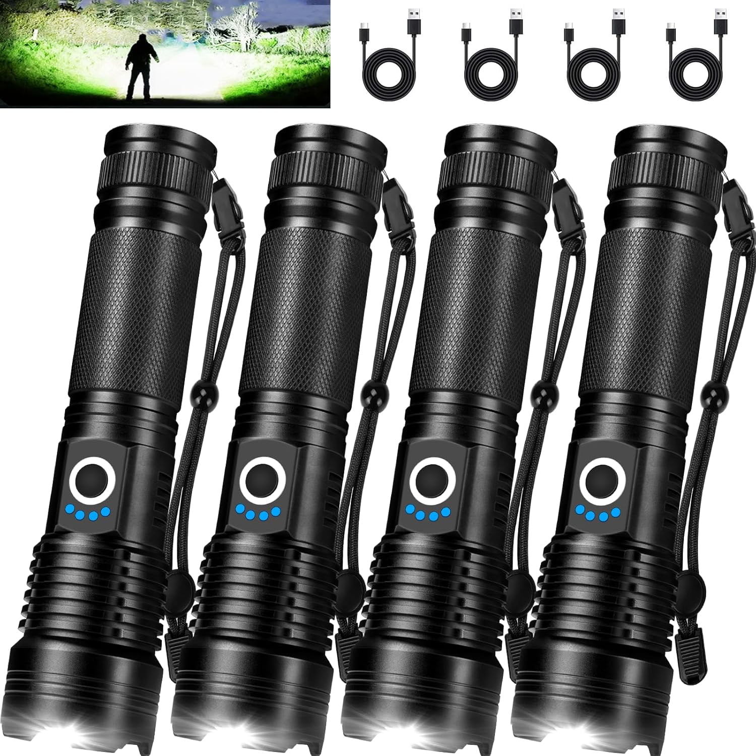 Flashlights High Lumens, 4 99,000 Lumens Bright Flashlight with & 5 ...