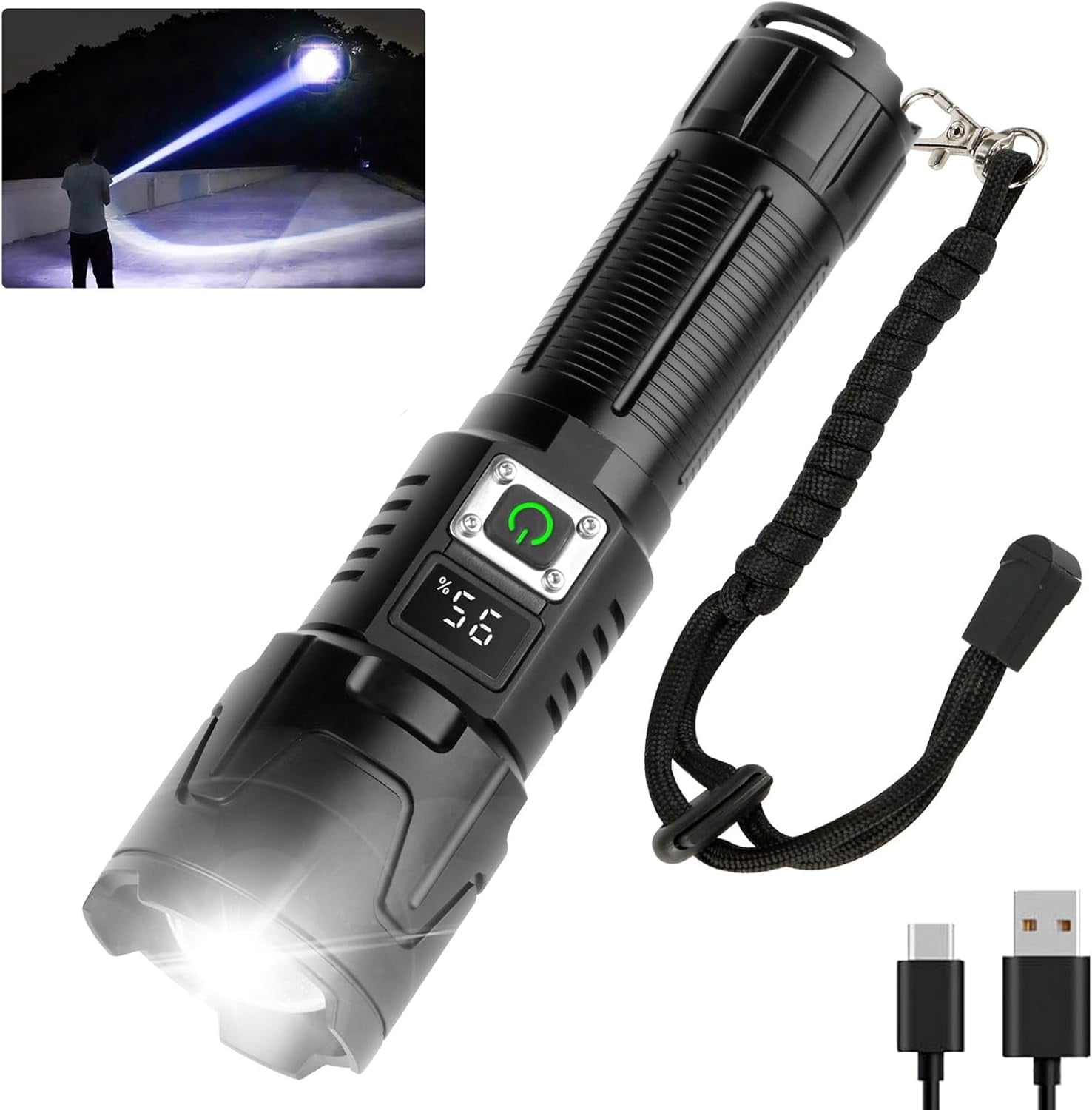 Flashlights High Lumens 4500 Lumens, USB- C Rechargeable Flashlights ...