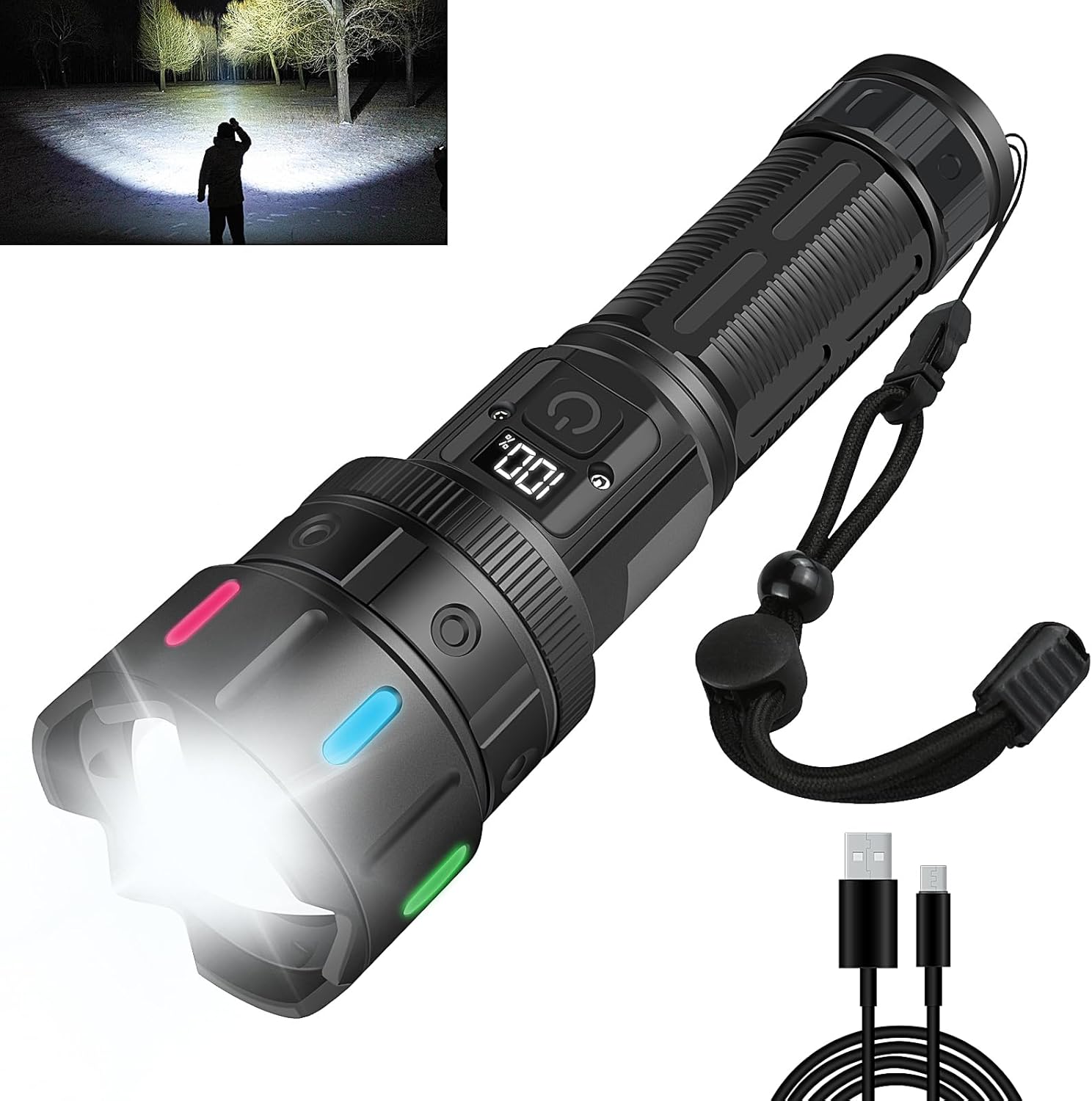 Flashlights High Lumens, LED Rechargeable Flashlights 3000 Lumens Super ...