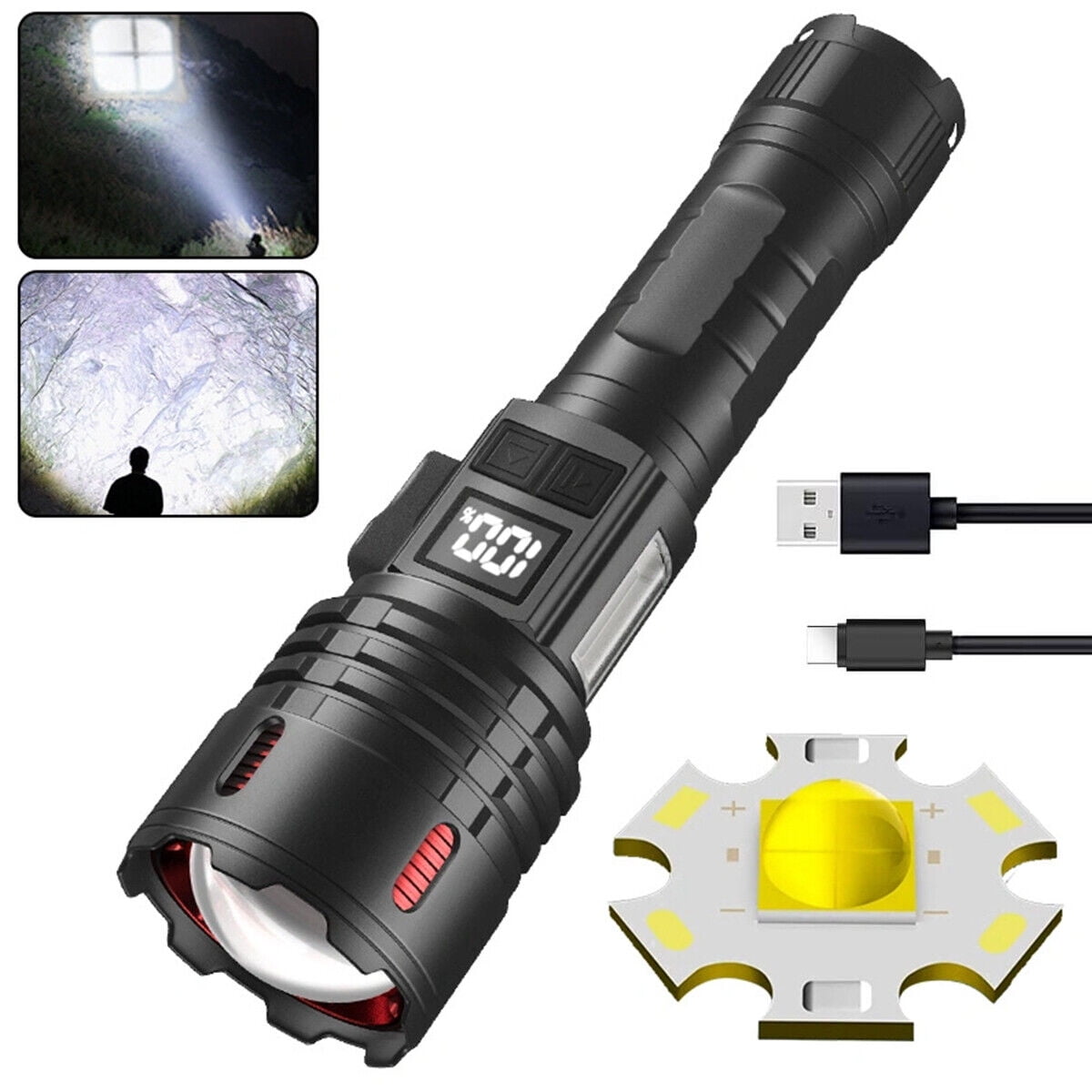 Flashlights High Lumens LED Rechargeable, 900,000 Lumen Brightest Flash ...
