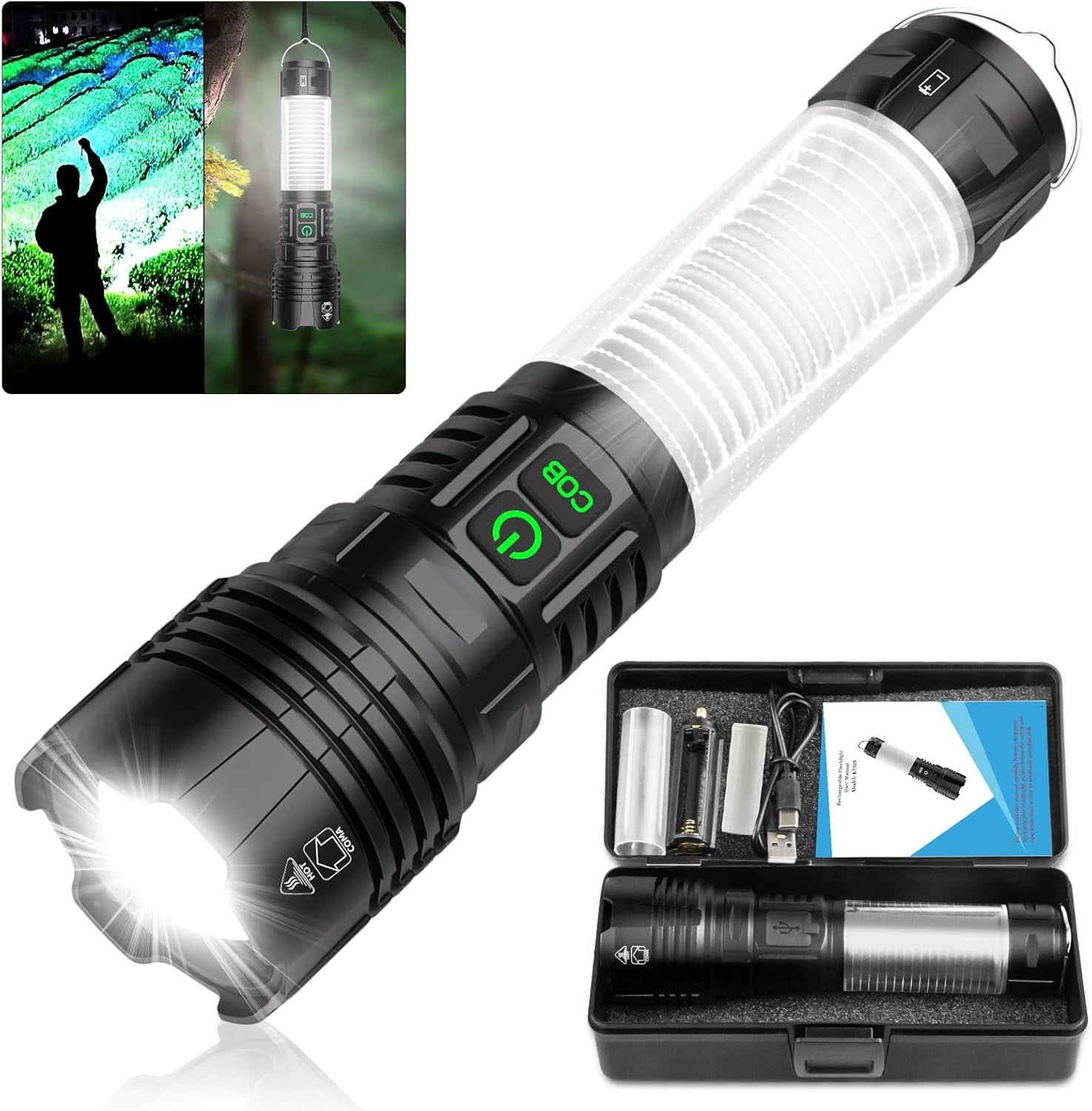 Flashlights High Lumens Rechargeable-100,000LM Super Bright Tactical ...