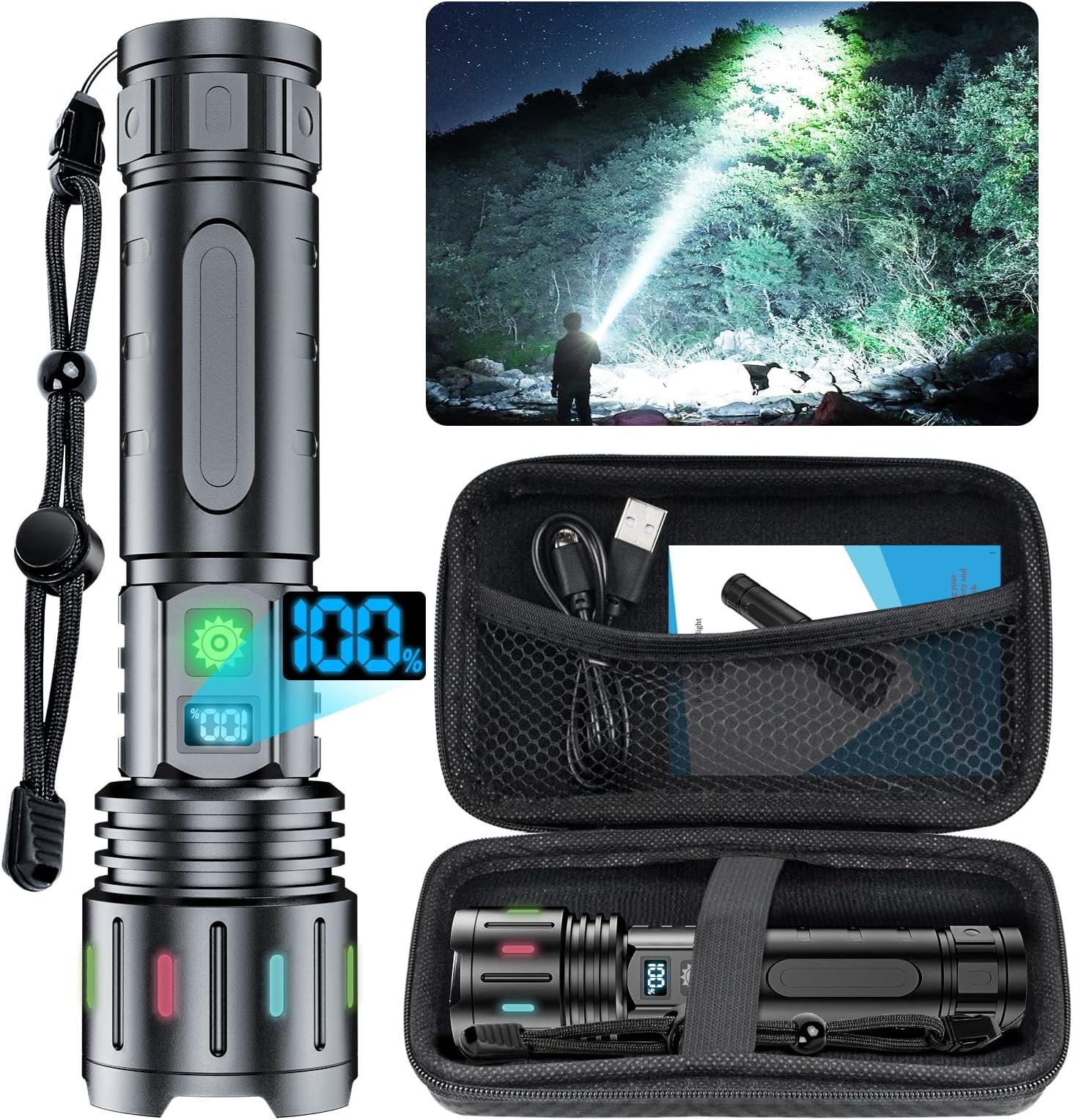 Flashlights High Lumens Rechargeable - 1500 Meters Long Beam Super ...