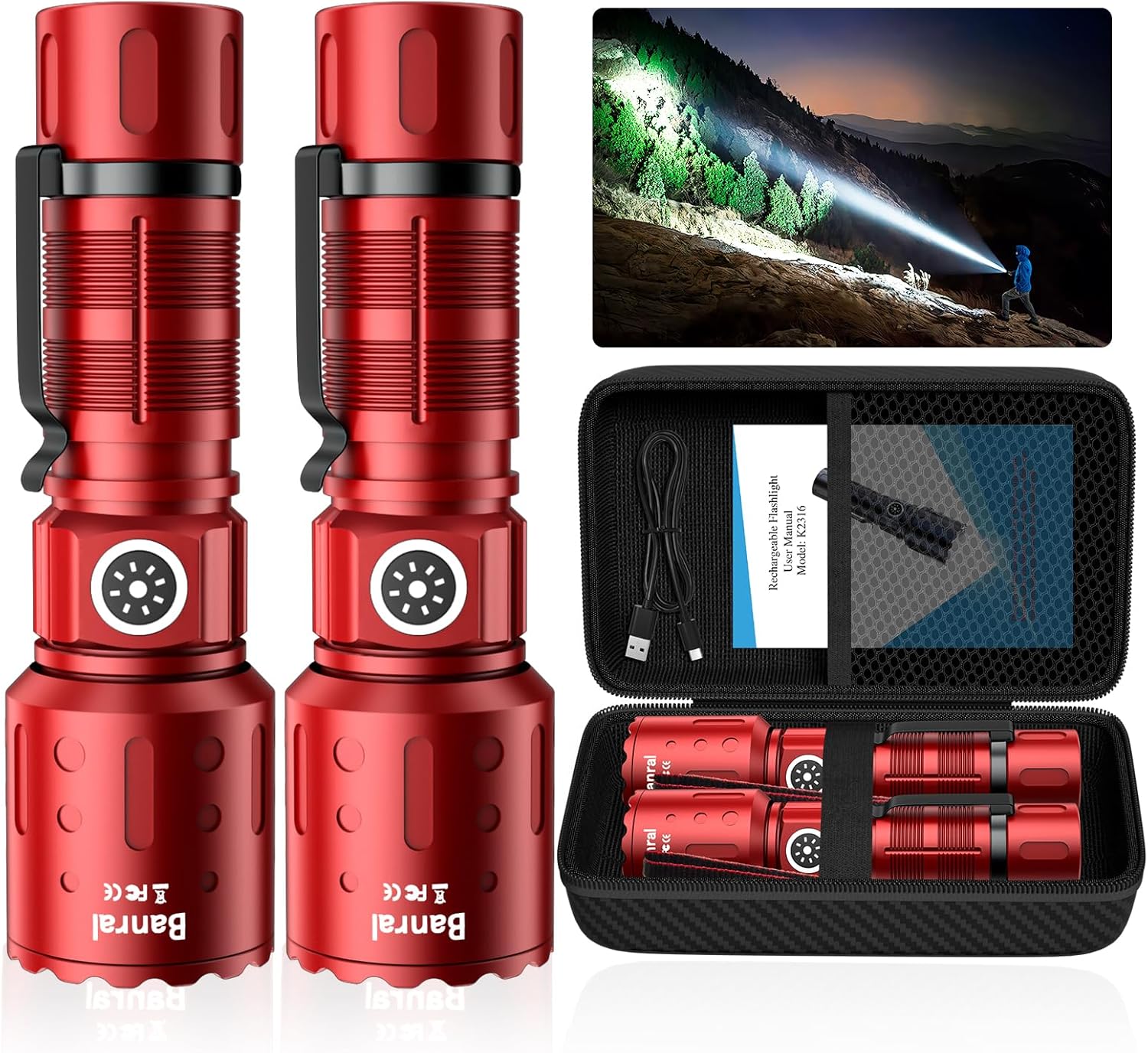 Flashlights High Lumens Rechargeable, 20,000 Lumens Super Bright 1500 ...