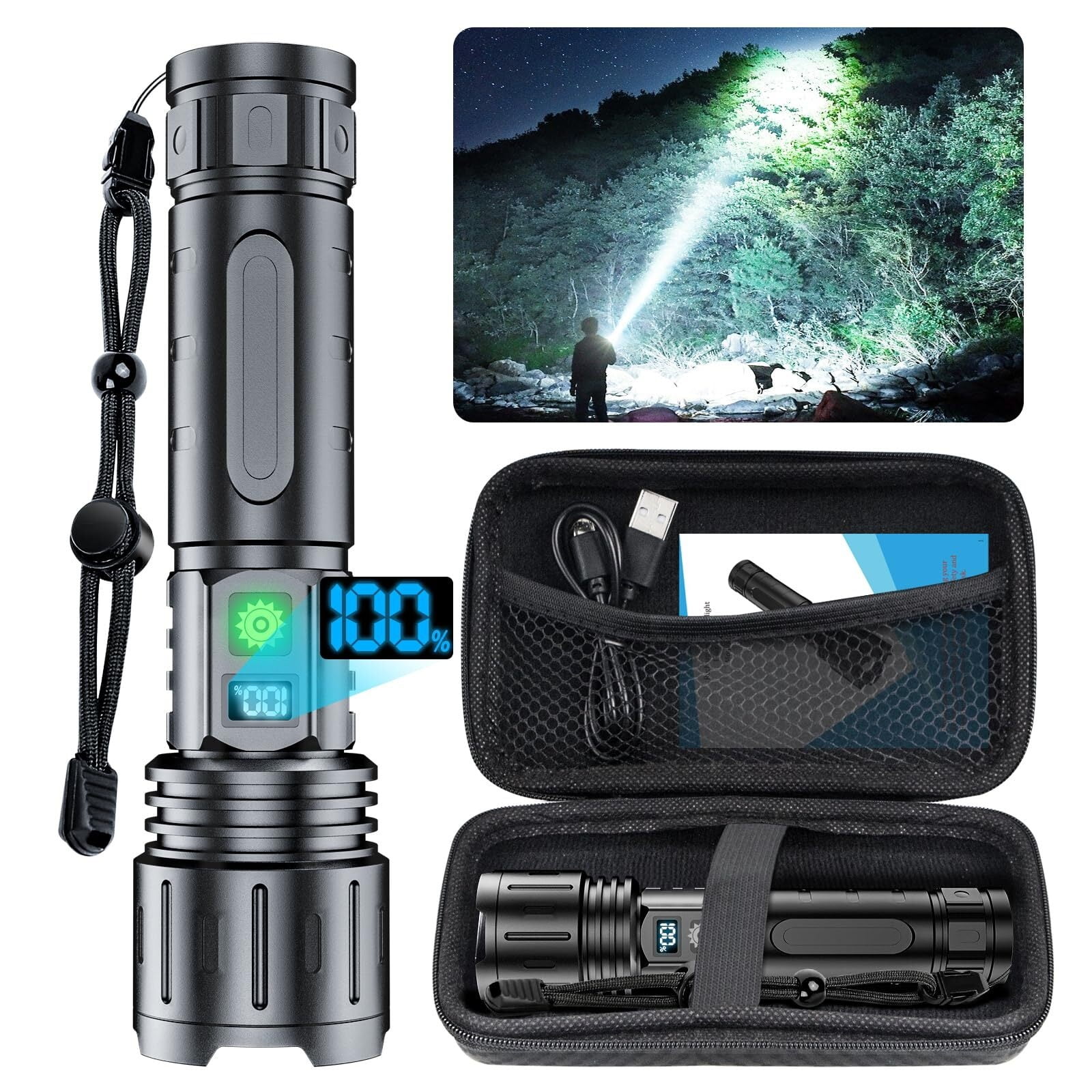 Flashlights High Lumens Rechargeable - 2000 Lumens Long Beam Super ...