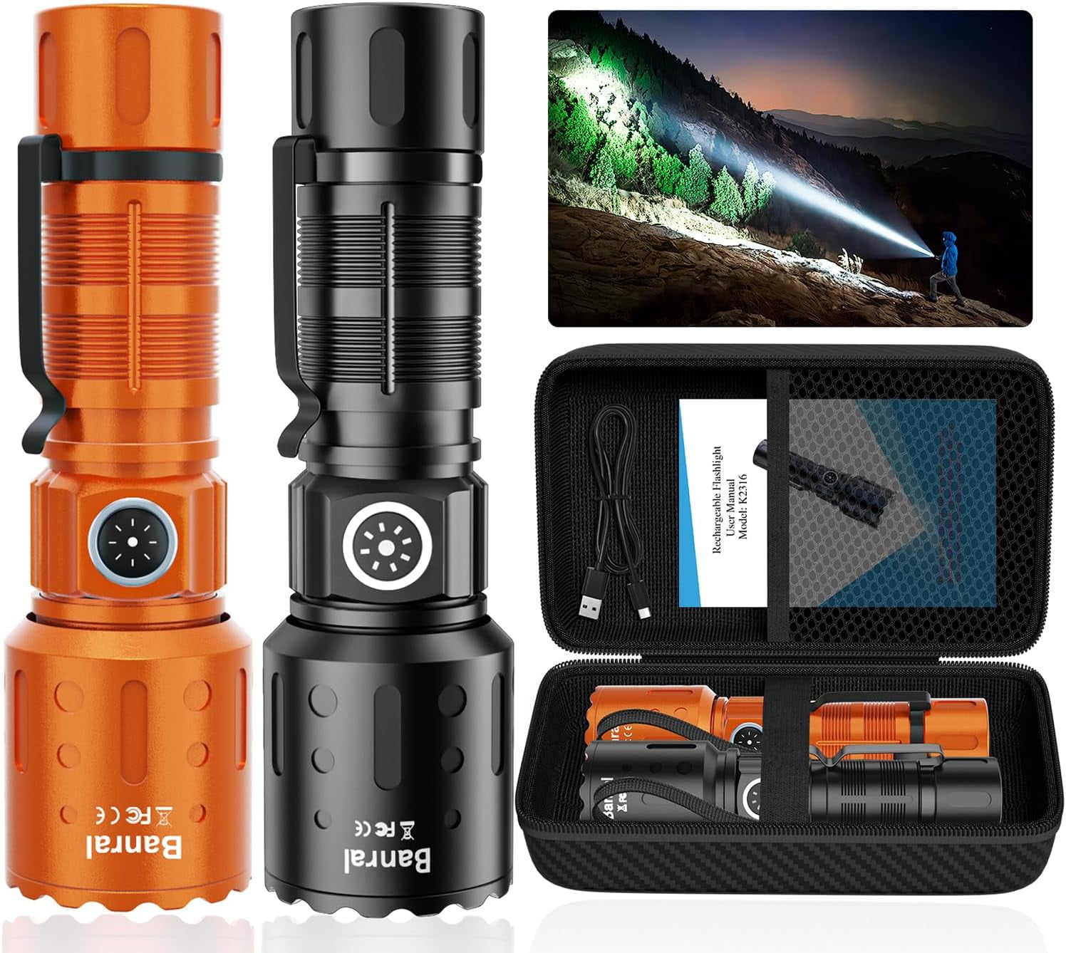 Flashlights High Lumens Rechargeable, 20000 Lumens Super Bright 1500 ...