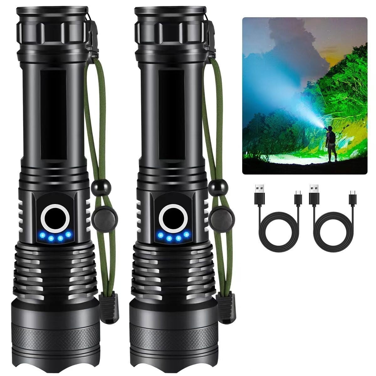 Flashlights High Lumens Rechargeable, 2Pack Rechargeable Flashlights ...
