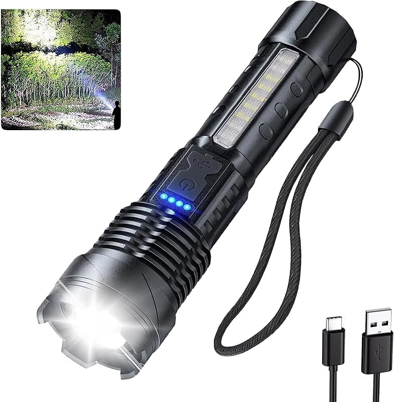 Flashlights High Lumens Rechargeable, 900000 Lumen Super Bright Led Tactical Flashlight Battery ...